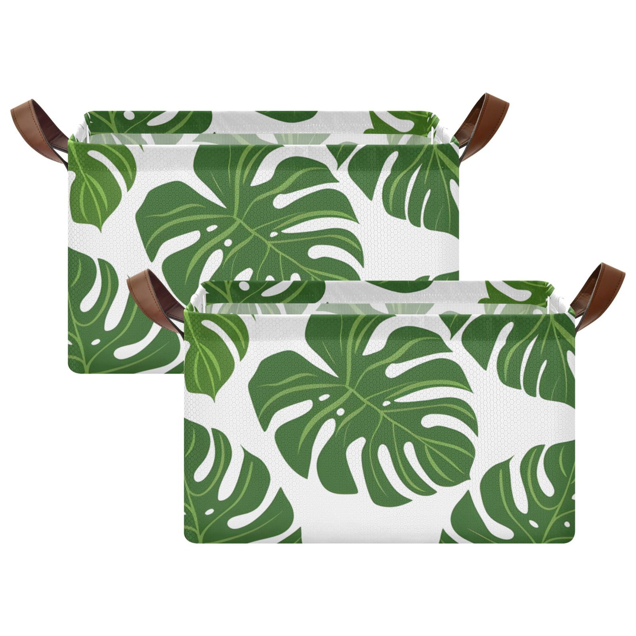 Ryvnso Palm Tropical Leaf Storage Bins Large Basket Foldable Cube Toys ...