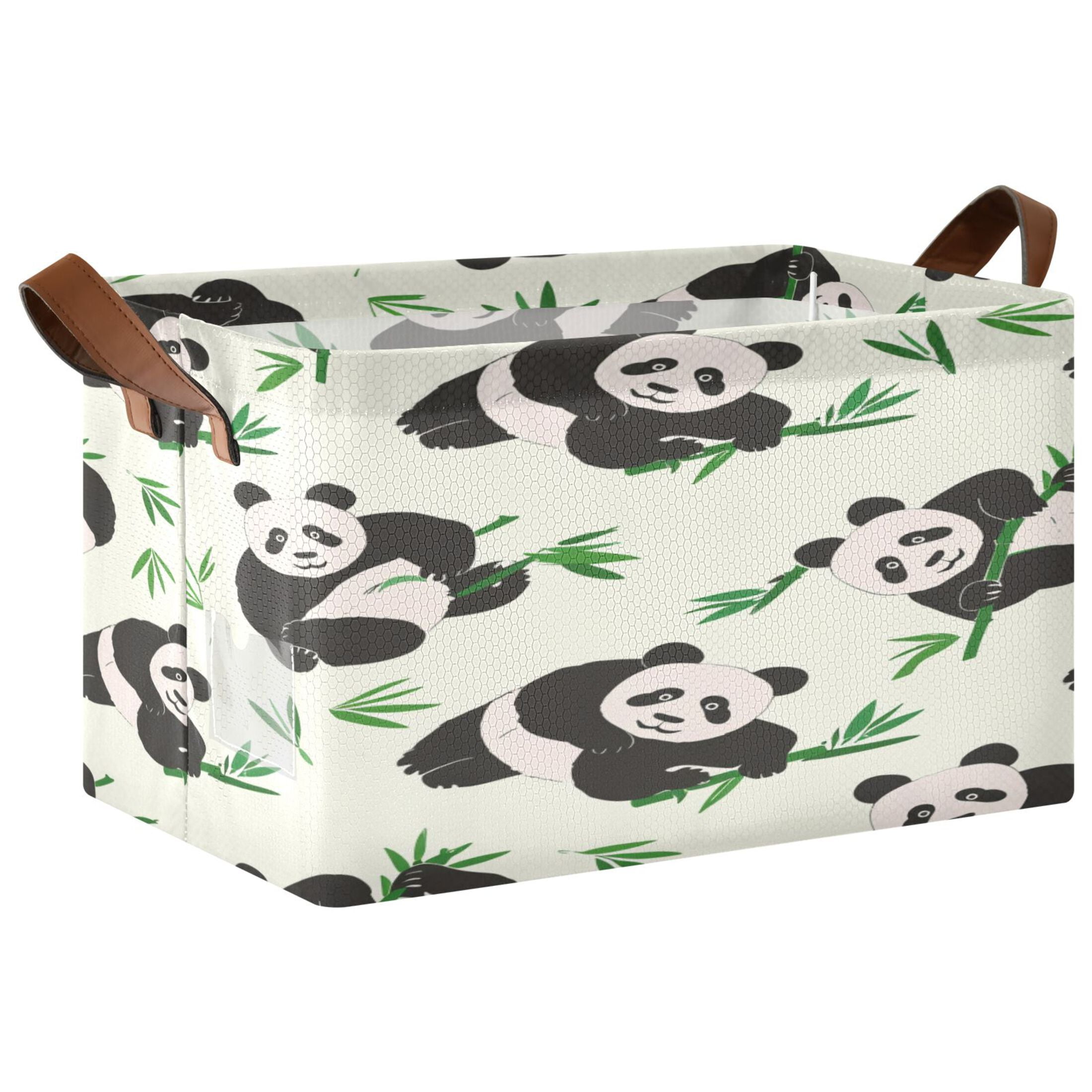 Ryvnso Panda Green Leaves Storage Bins Large Basket Foldable Cube Toys ...