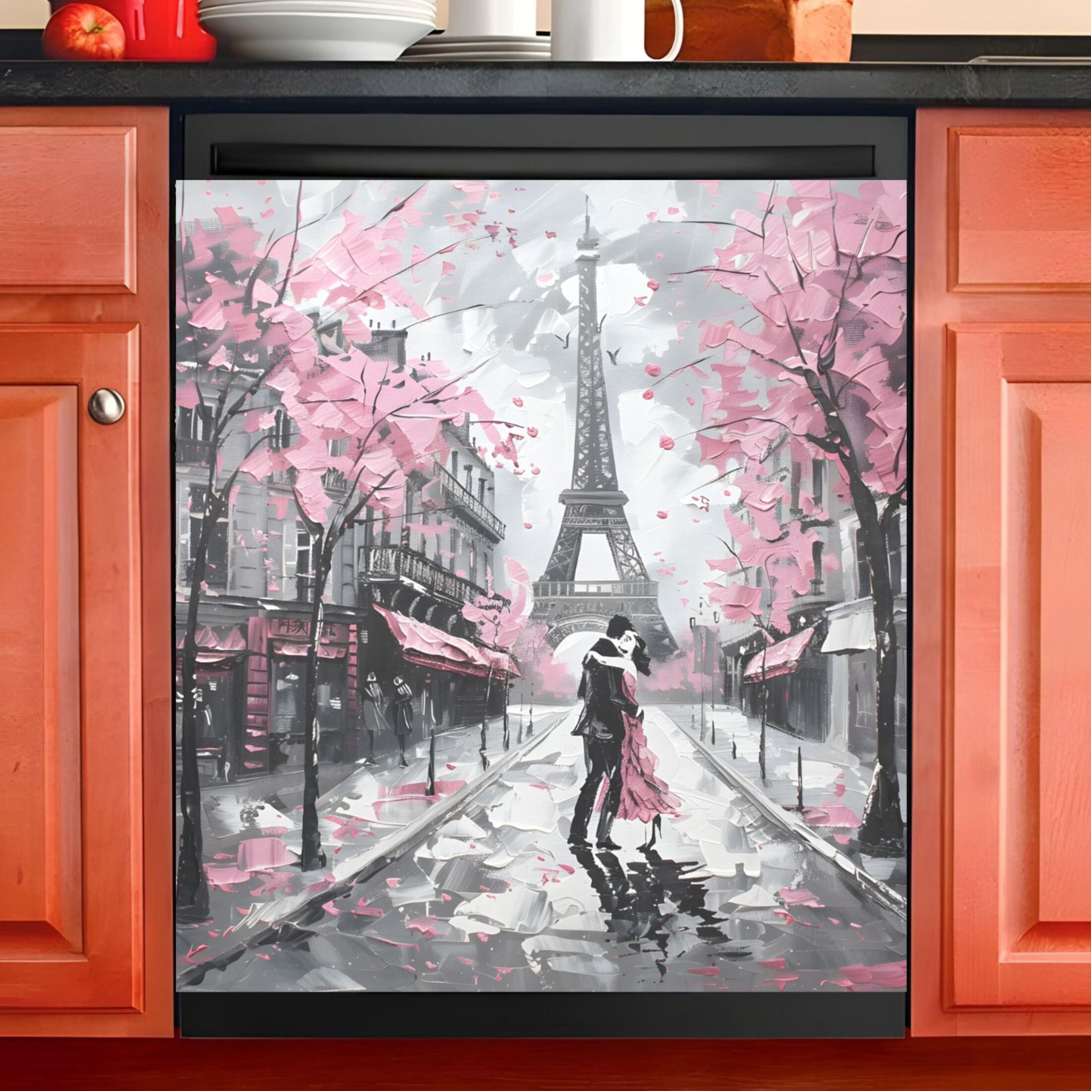 Ryvnso Paris Street Paint Dishwasher Magnetic Refrigerator Magnet Cover ...