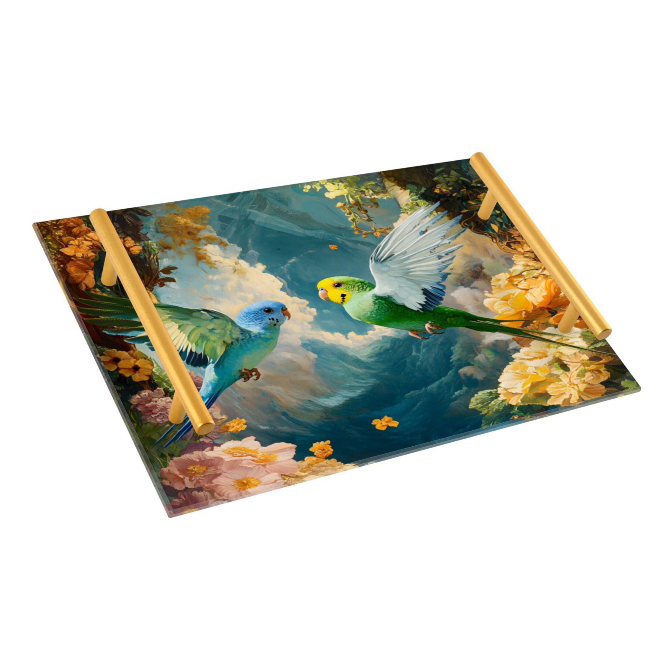 Ryvnso Parrots Flowers Bathroom Tray Vanity Countertop Trays Acrylic ...