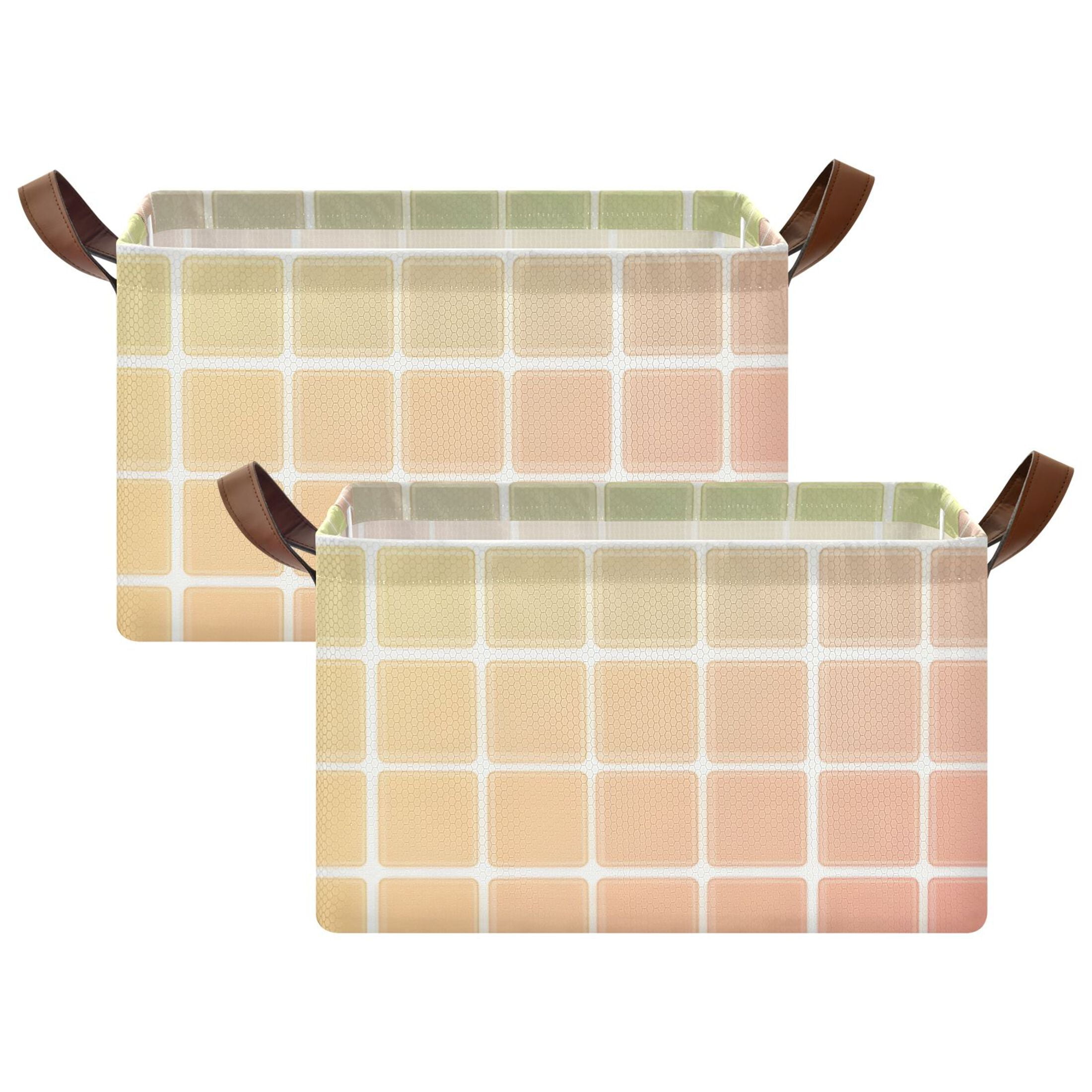 Ryvnso Pattern Gradient Squares Storage Bins Large Basket Foldable Cube ...