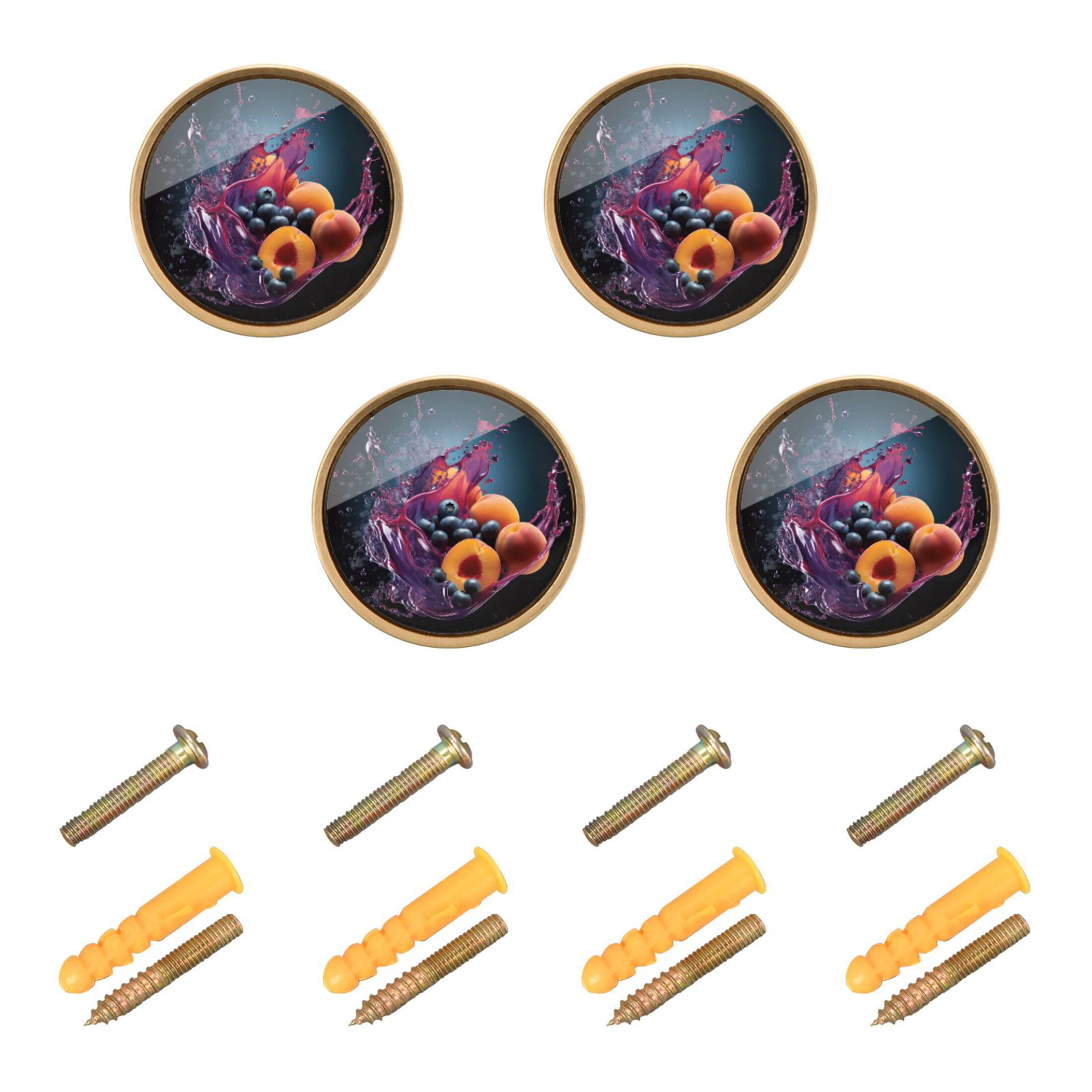 Ryvnso Peach Blueberry Fruits Cabinet Knobs Kitchen Door Round Pulls ...