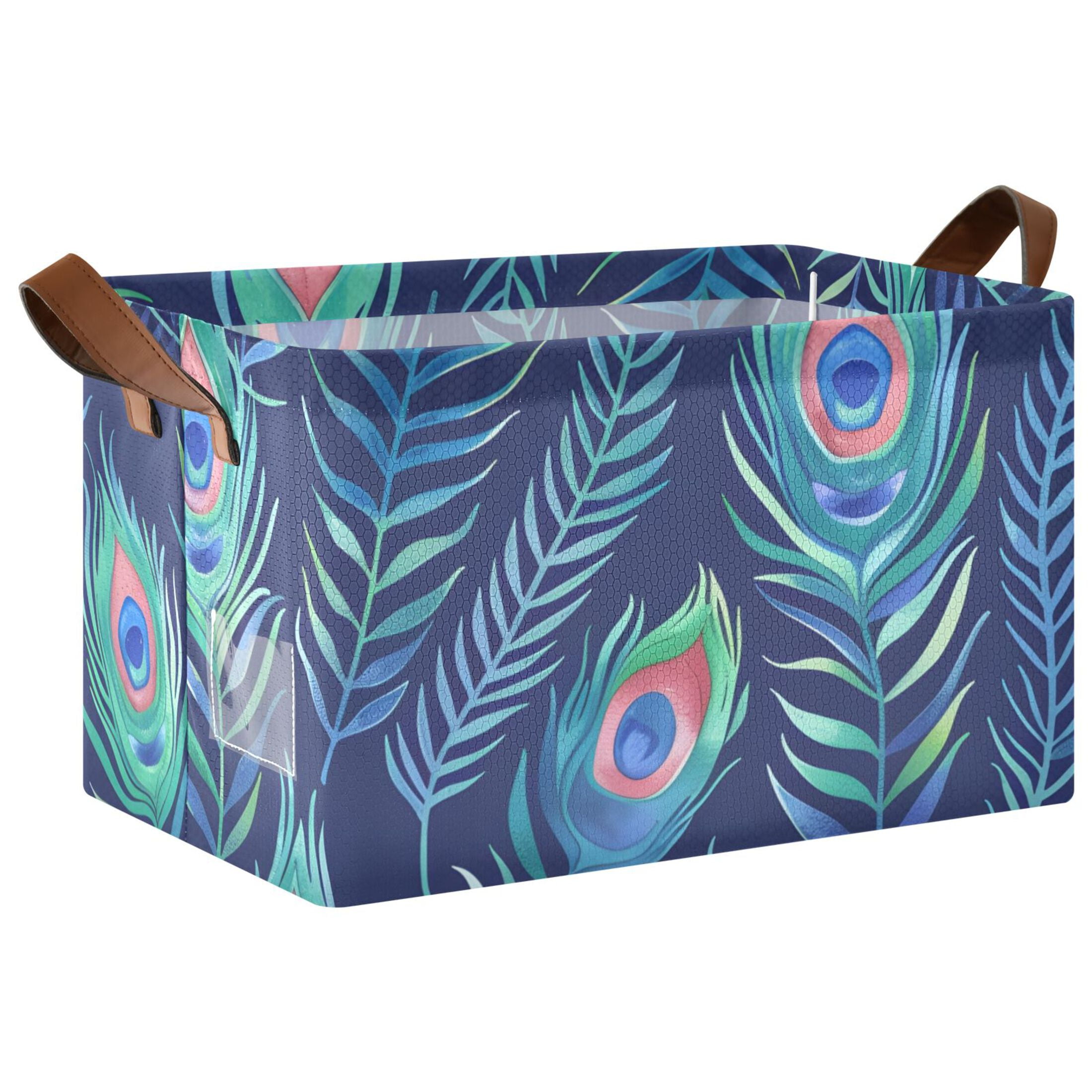 Ryvnso Peacock Feathers Artistic Storage Bins Large Basket Foldable ...