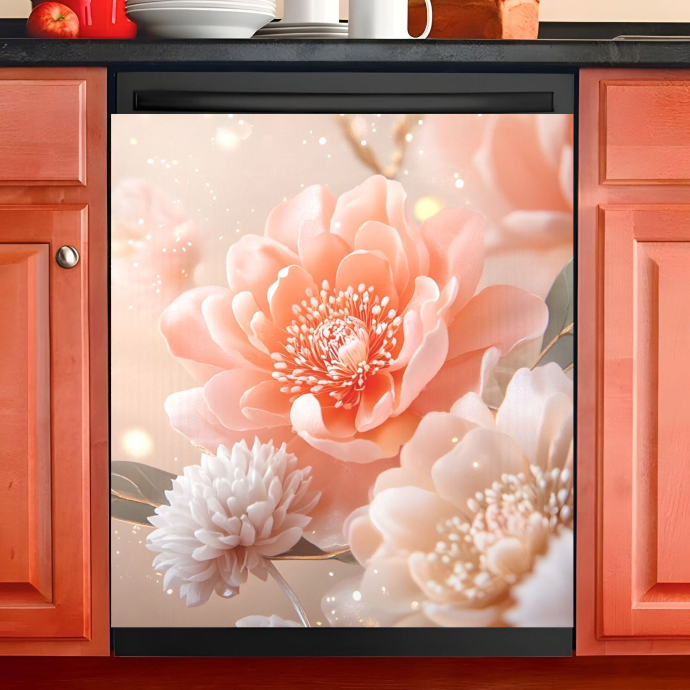 Ryvnso Peony Flower Dishwasher Magnetic Refrigerator Magnet Cover ...