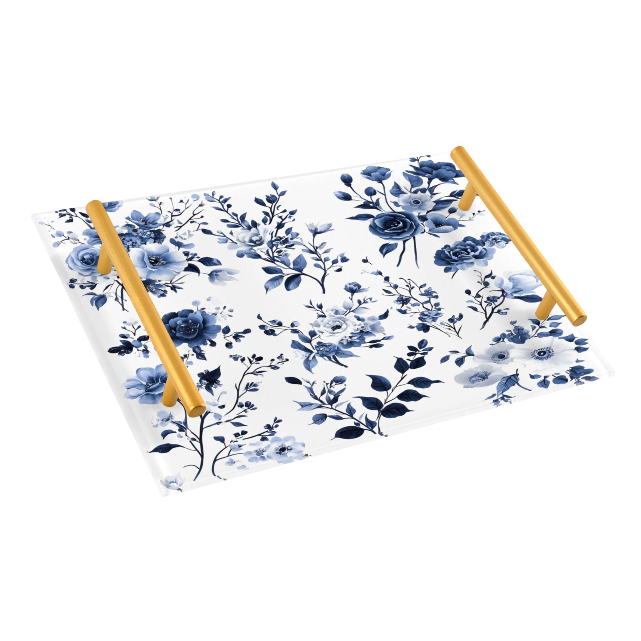 Ryvnso Peony Flowers Pattern Bathroom Tray Vanity Countertop Trays ...