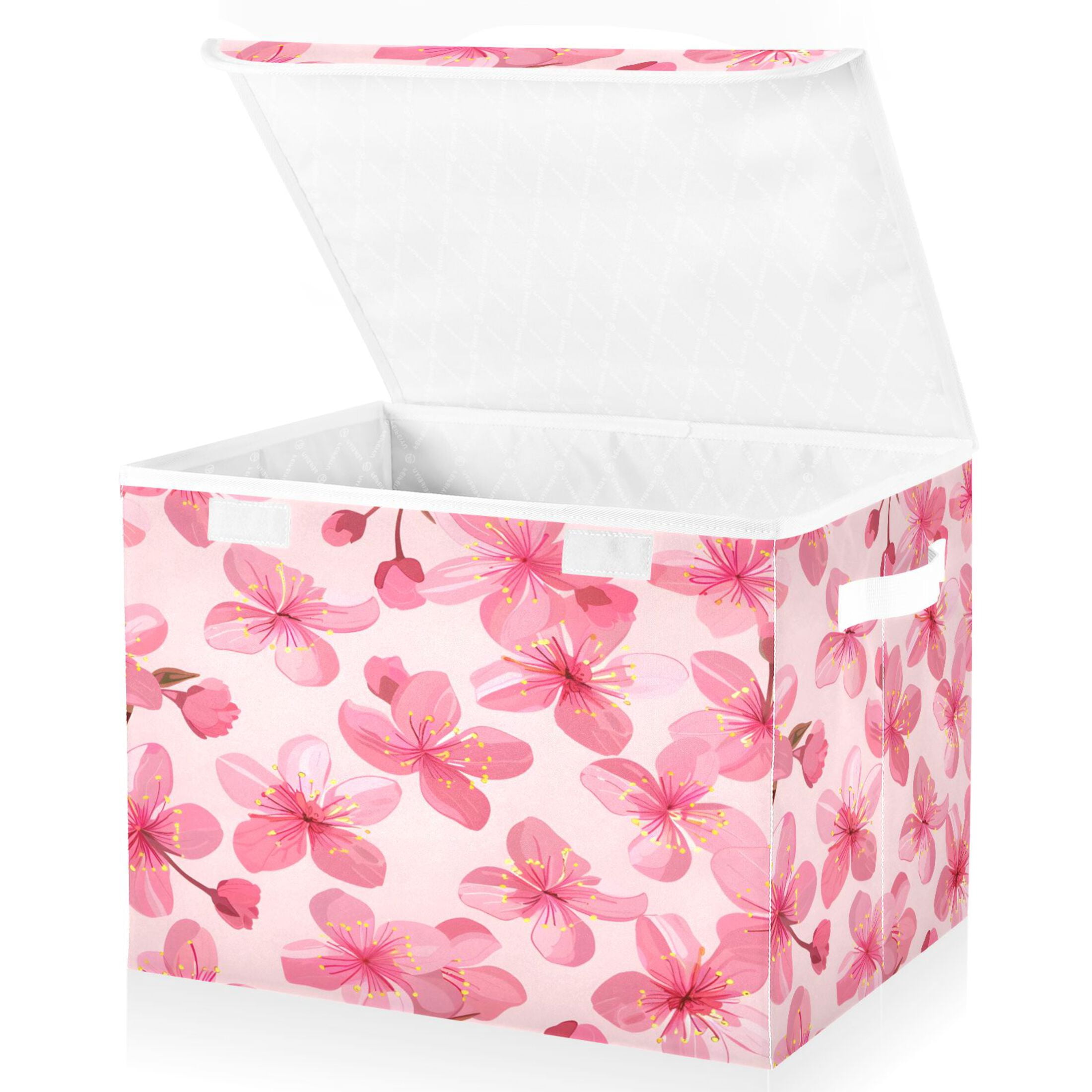 Ryvnso Pink Cherry Blossoms Flower Large Lidded Foldable Storage ...