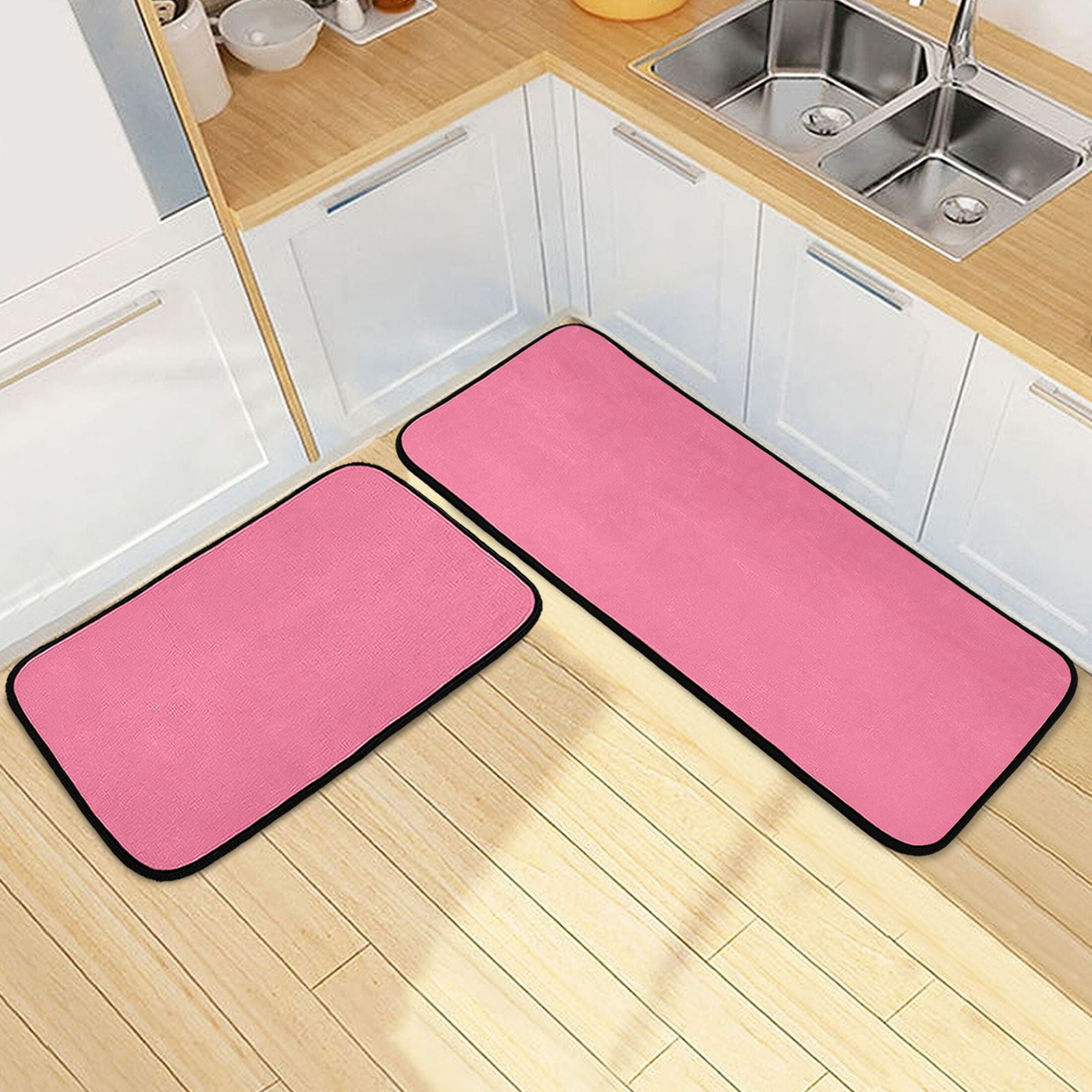 Ryvnso Pink Kitchen Rugs Set Non Slip Runner Mats for Dining Room ...