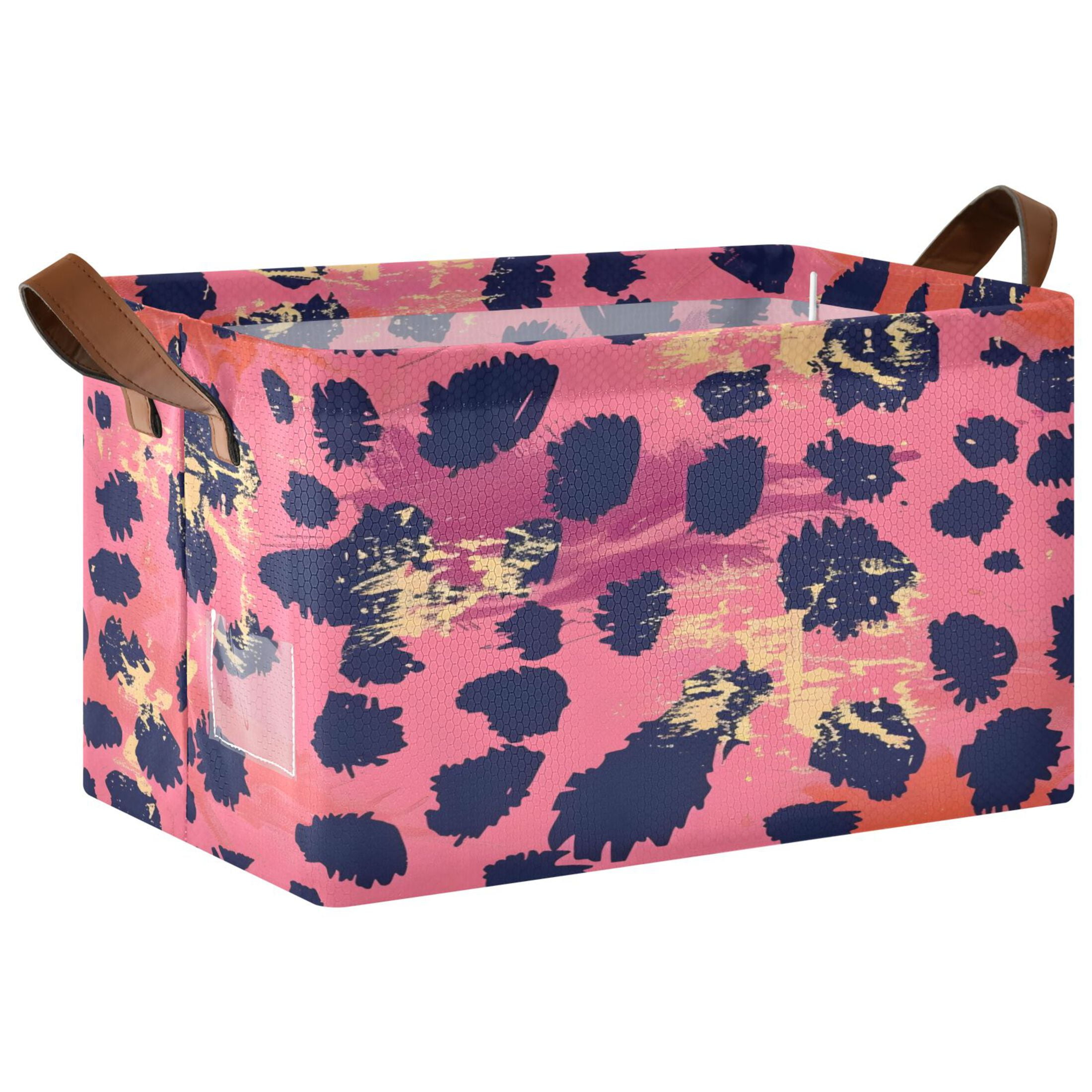 Ryvnso Pink Leopard Print Storage Bins Large Basket Foldable Cube Toys ...
