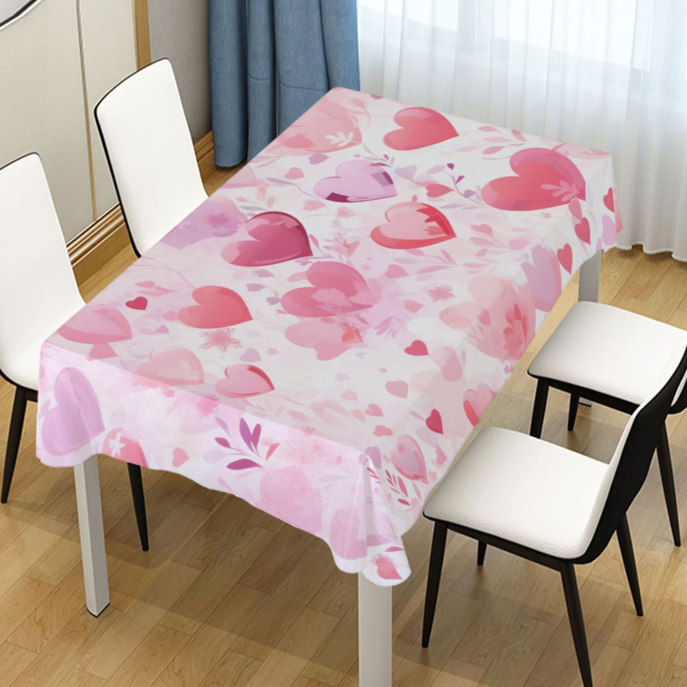Ryvnso Pink Loving Heart Rectangle Table Cloth Tablecover Dinning ...