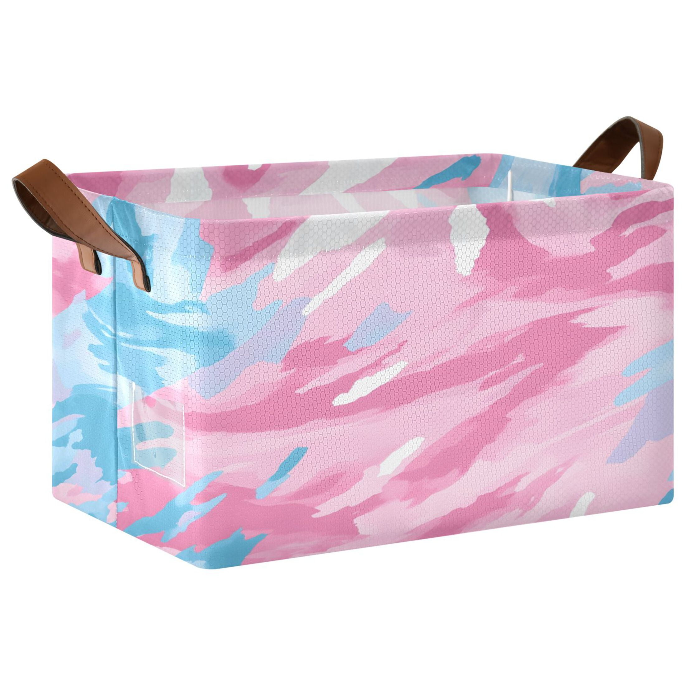 Ryvnso Pink and Blue Tie Dye Storage Bins Large Basket Foldable Cube ...