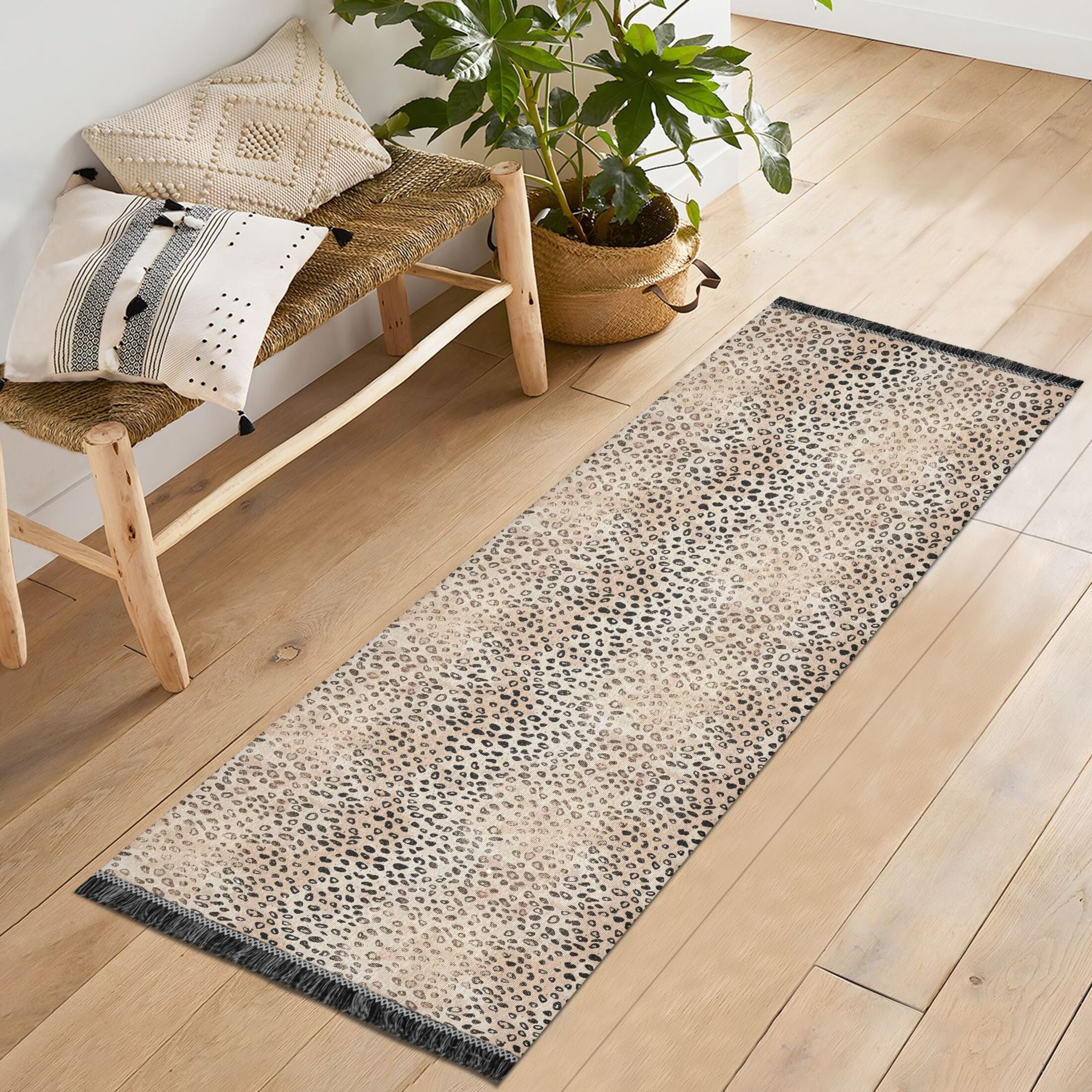 Ryvnso Plain Cheetah Glitter Print Bedroom Runner Rug 2'x6' Hallway ...