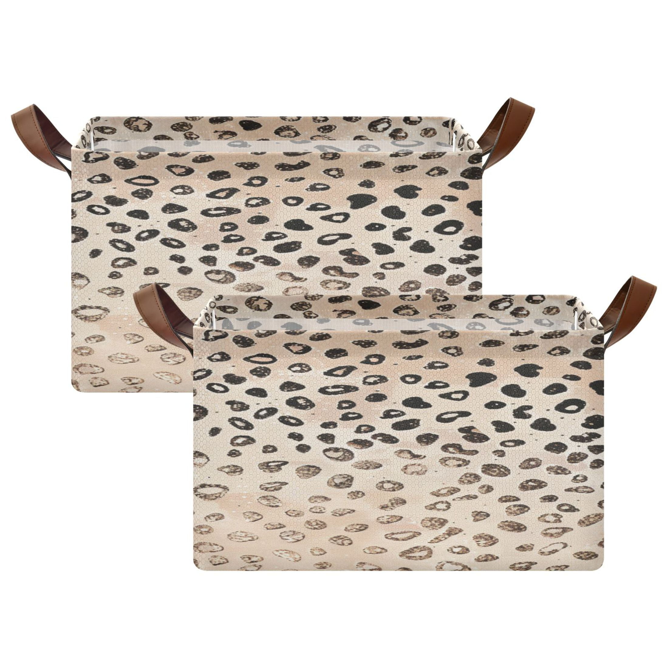 Ryvnso Plain Cheetah Glitter Print Storage Bins Large Basket Foldable ...
