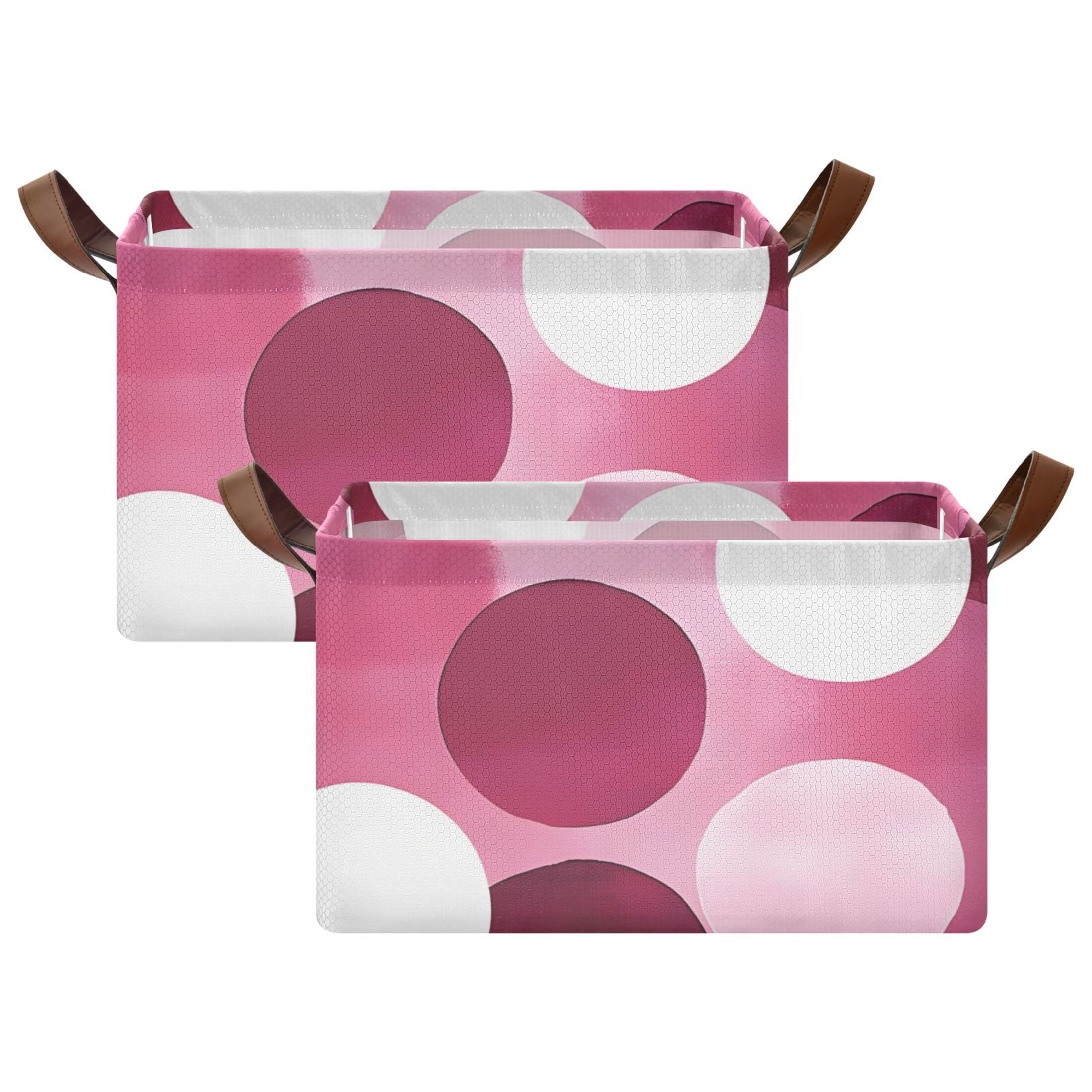 Ryvnso Polka Dots Pink Storage Bins Large Basket Foldable Cube Toys ...
