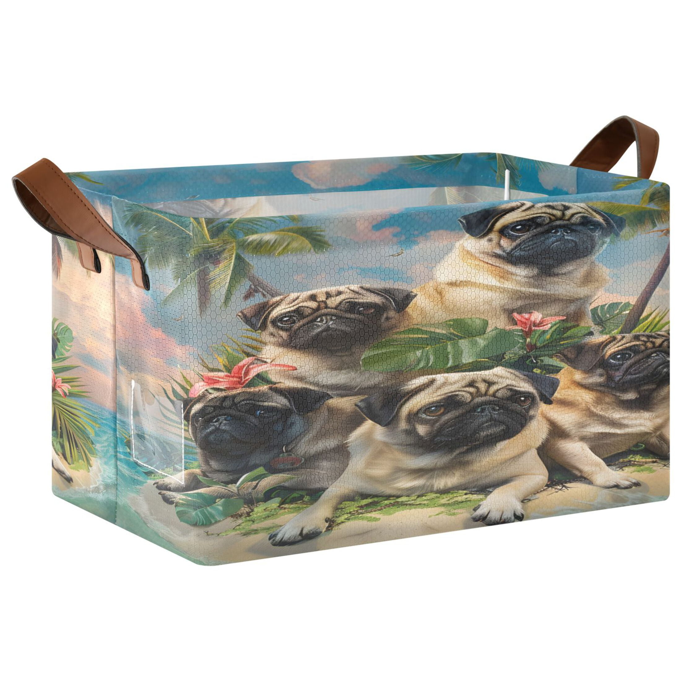 Ryvnso Pug Dog on Island Storage Bins Large Basket Foldable Cube Toys ...