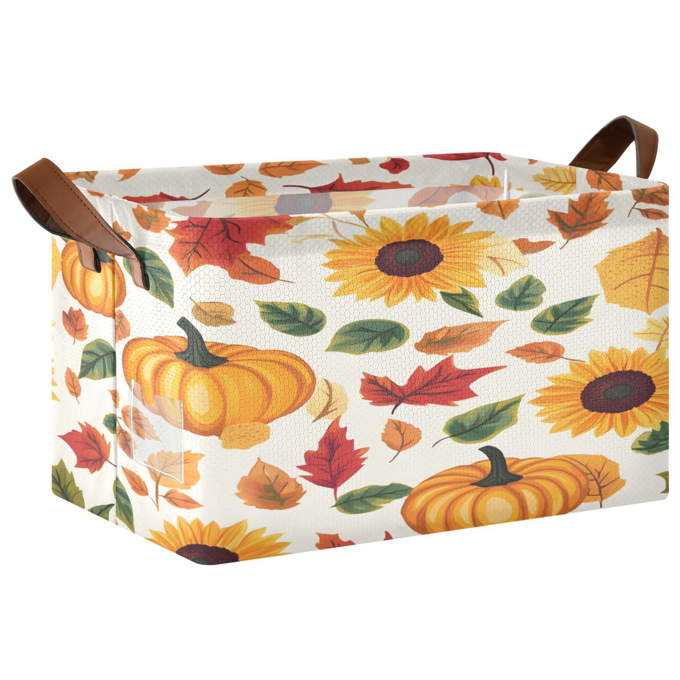 Ryvnso Pumpkins Fall Leaves Storage Bins Large Basket Foldable Cube ...