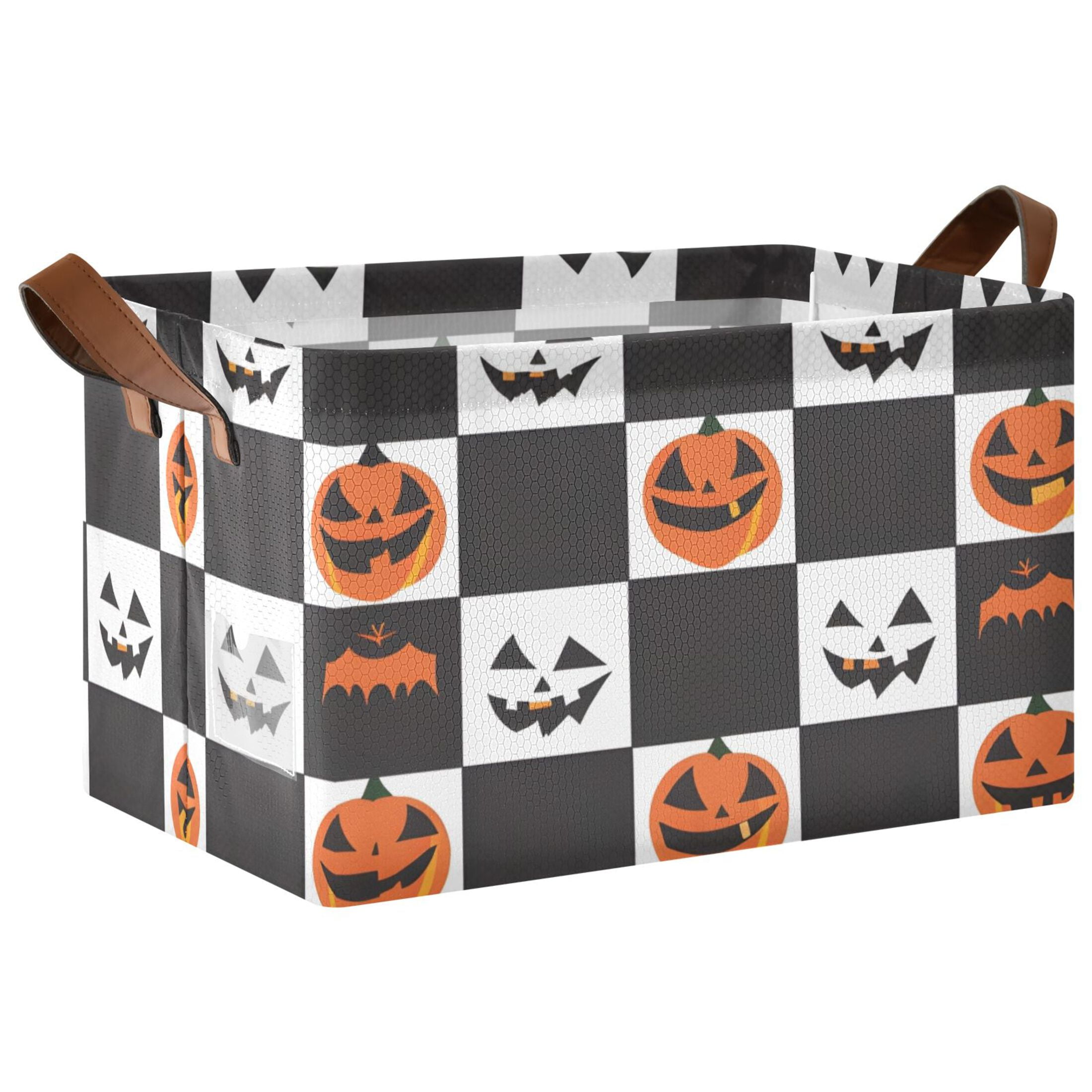Ryvnso Pumpkins on Checkered Storage Bins Large Basket Foldable Cube ...