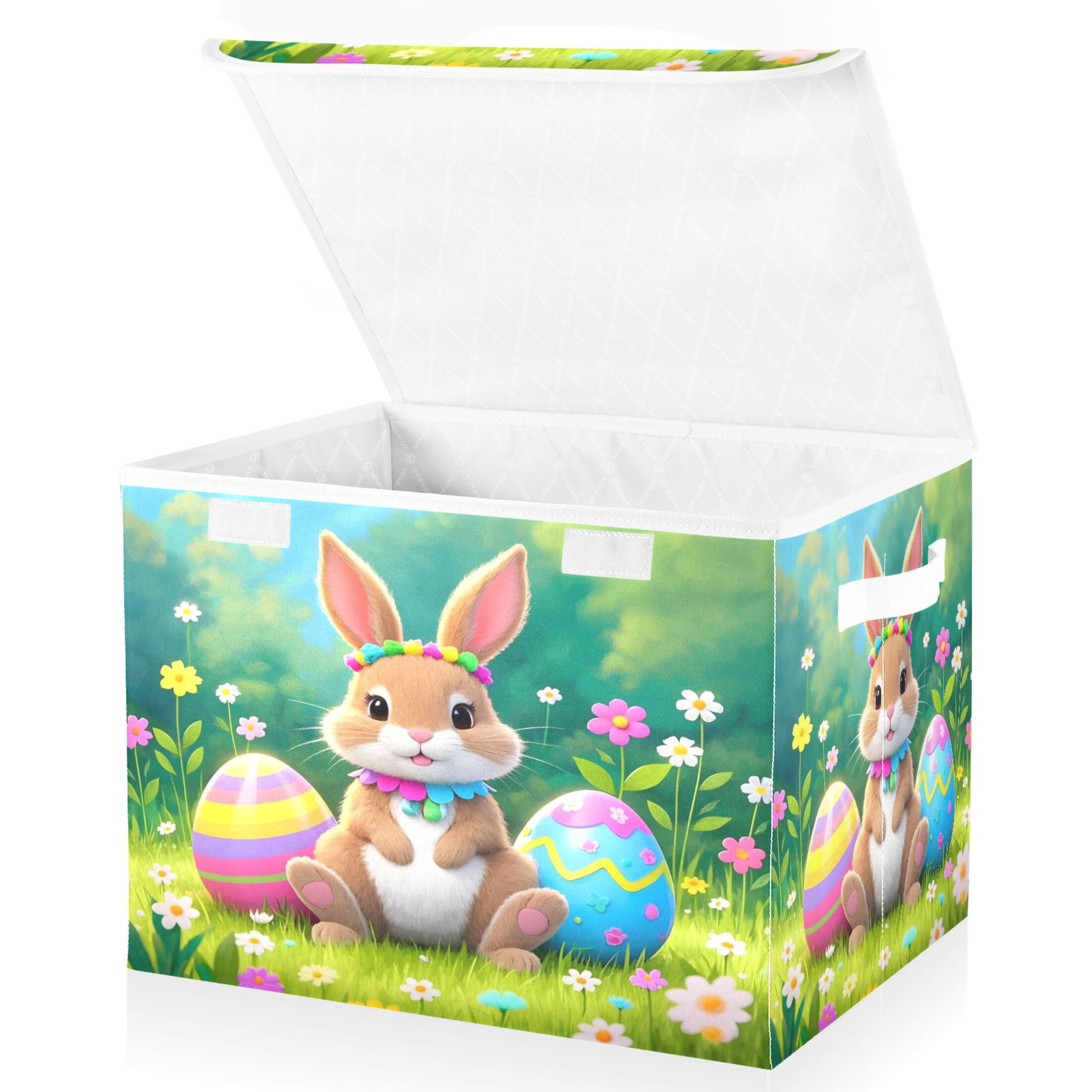 Ryvnso Rabbit and Egg Large Lidded Foldable Storage Baskets Cubes Boxes ...