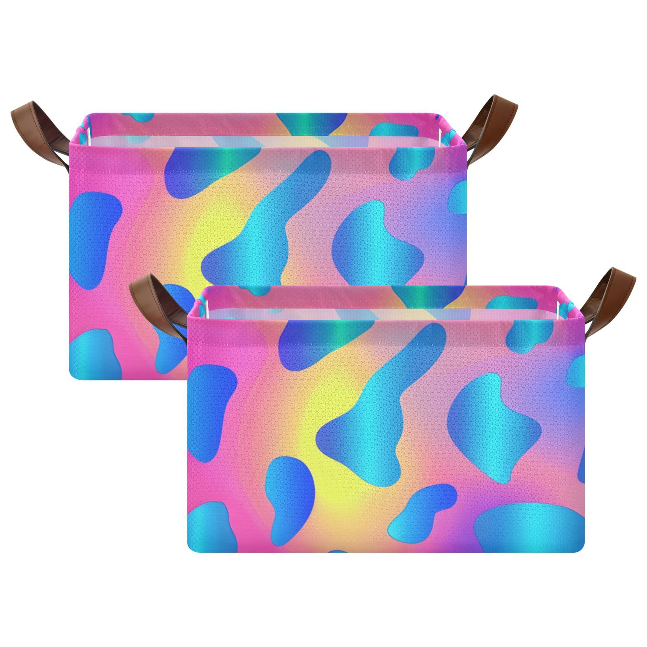 Ryvnso Rainbow Leopard Storage Bins Large Basket Foldable Cube Toys ...