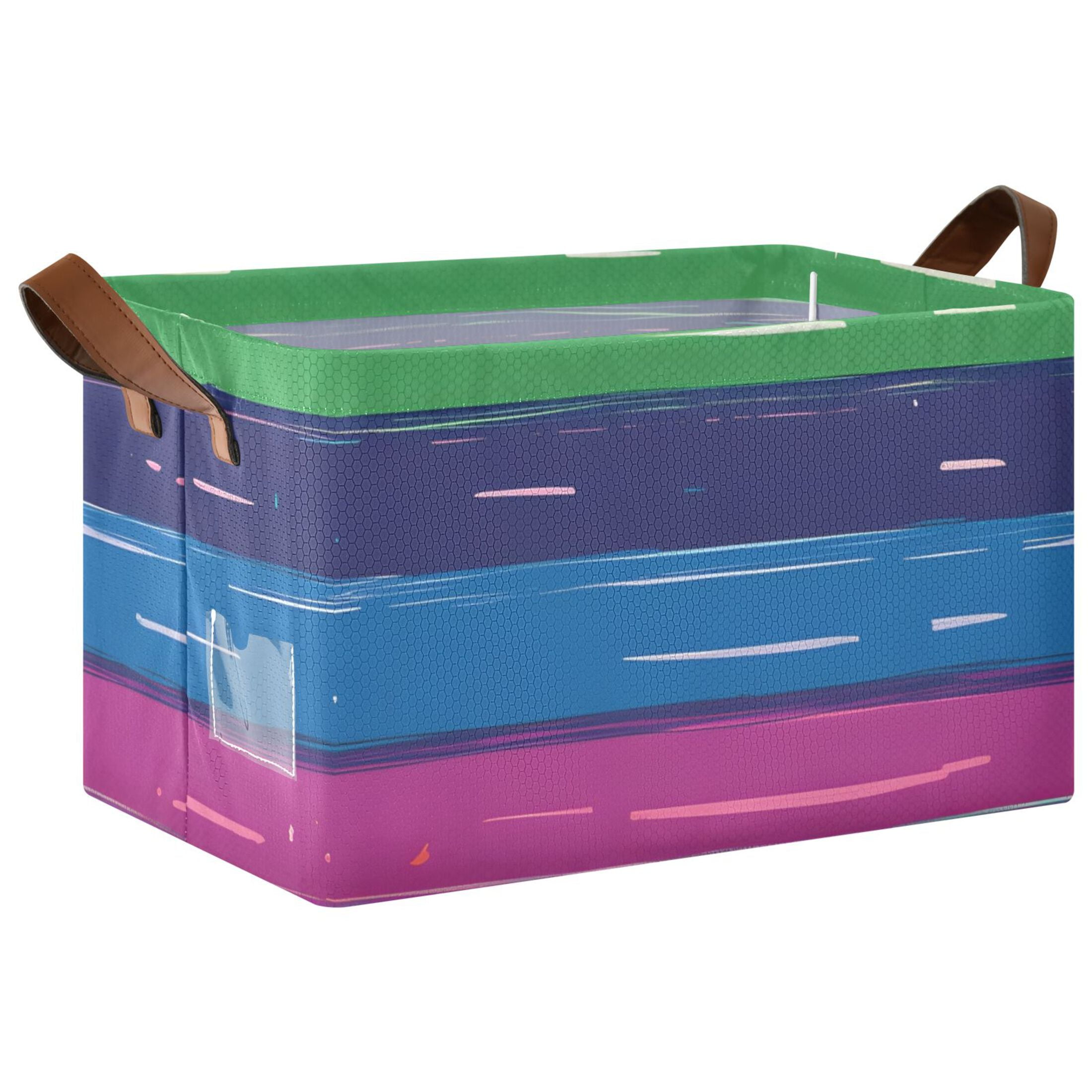 Ryvnso Rainbow Stripes Pattern Storage Bins Large Basket Foldable Cube ...
