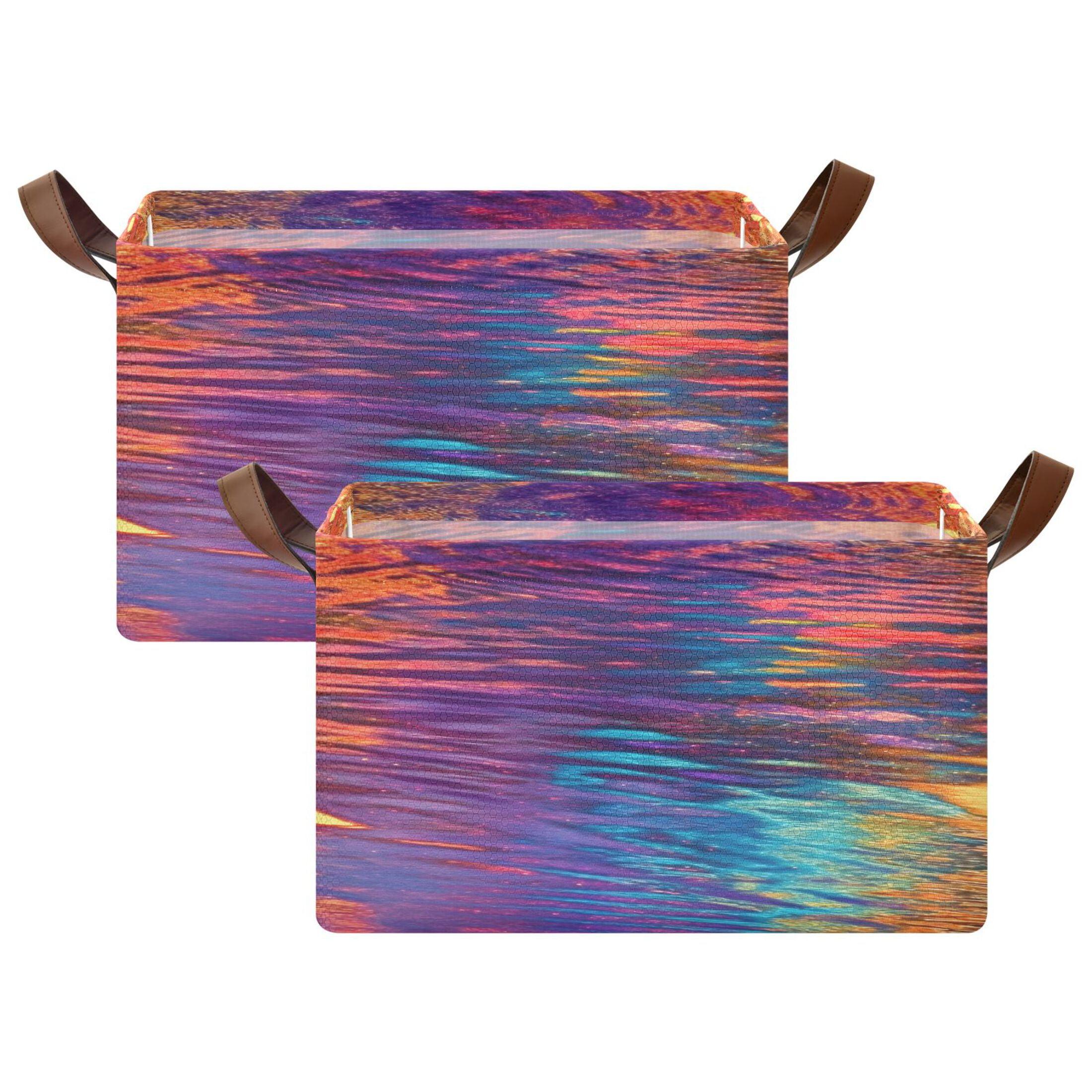 Ryvnso Rainbow Tie Dye Storage Bins Large Basket Foldable Cube Toys ...