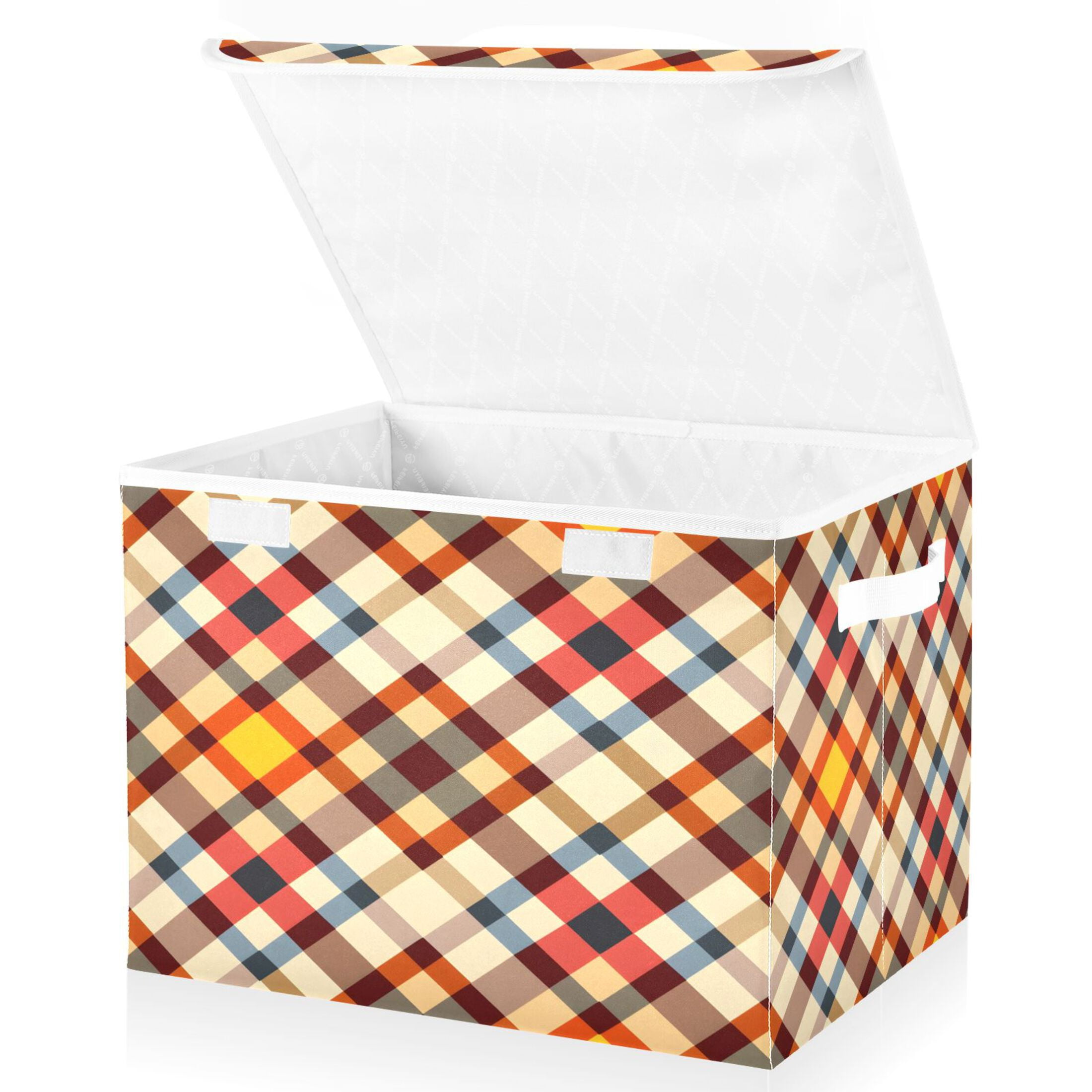 Ryvnso Red Artistic Checkered Pattern Large Lidded Foldable Storage ...