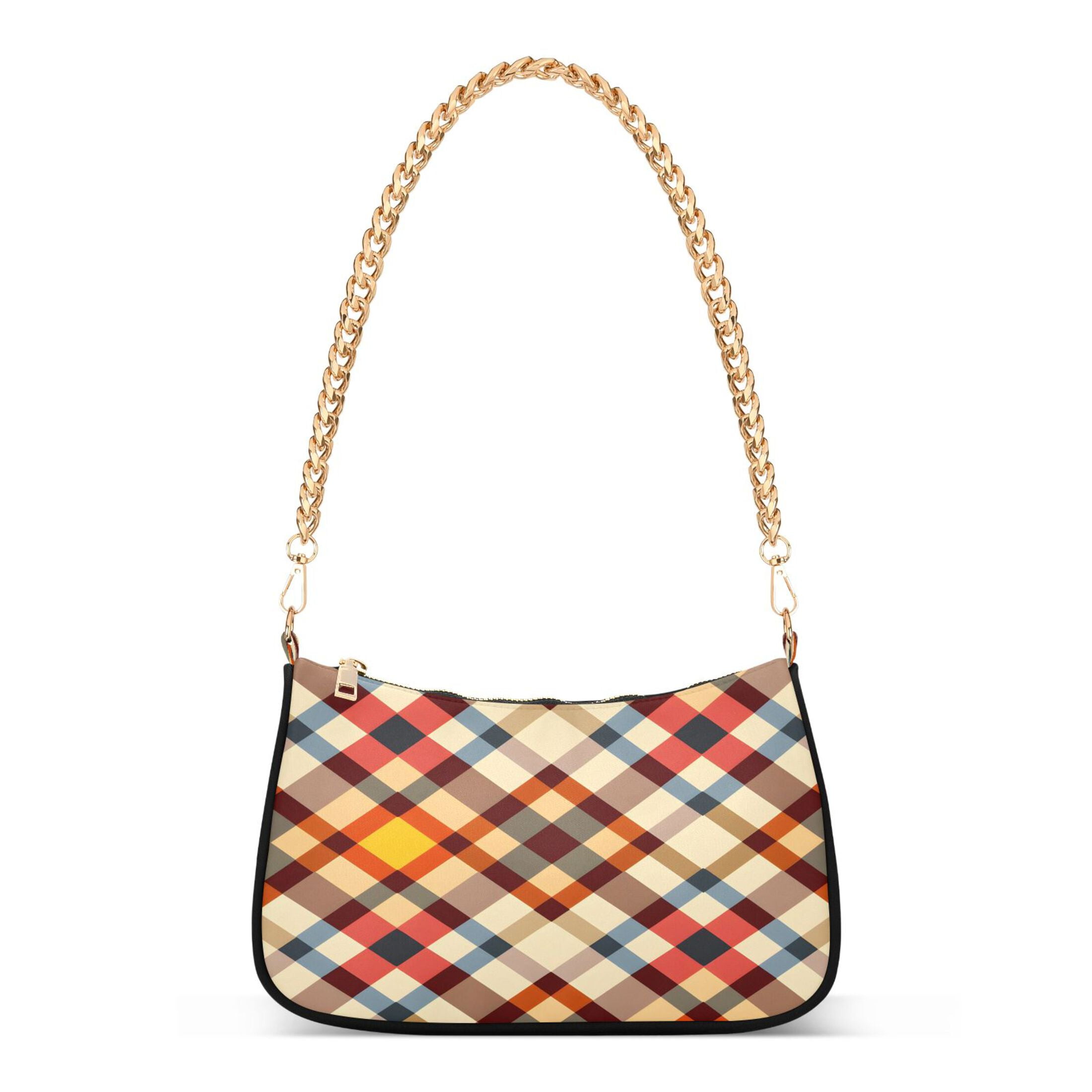 Ryvnso Red Artistic Checkered Pattern Womens Chain Shoulder Bag Tote ...