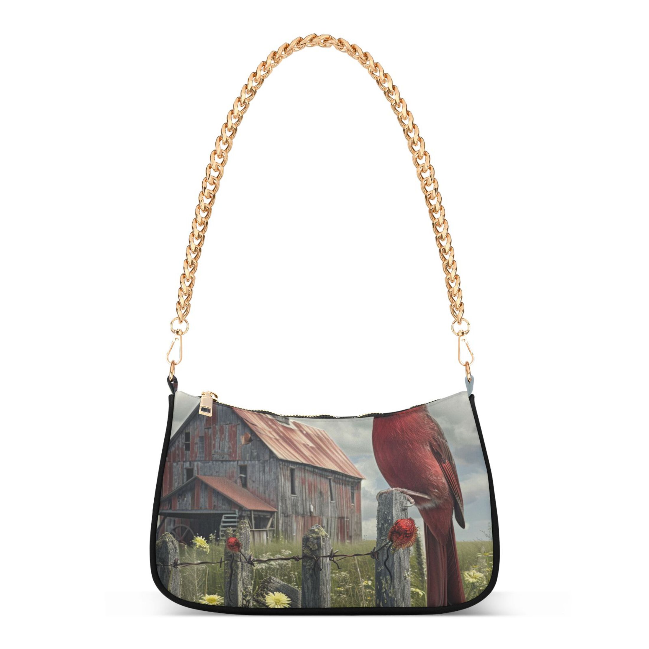Ryvnso Red Bird Farm House Womens Chain Shoulder Bag Tote Handbags ...