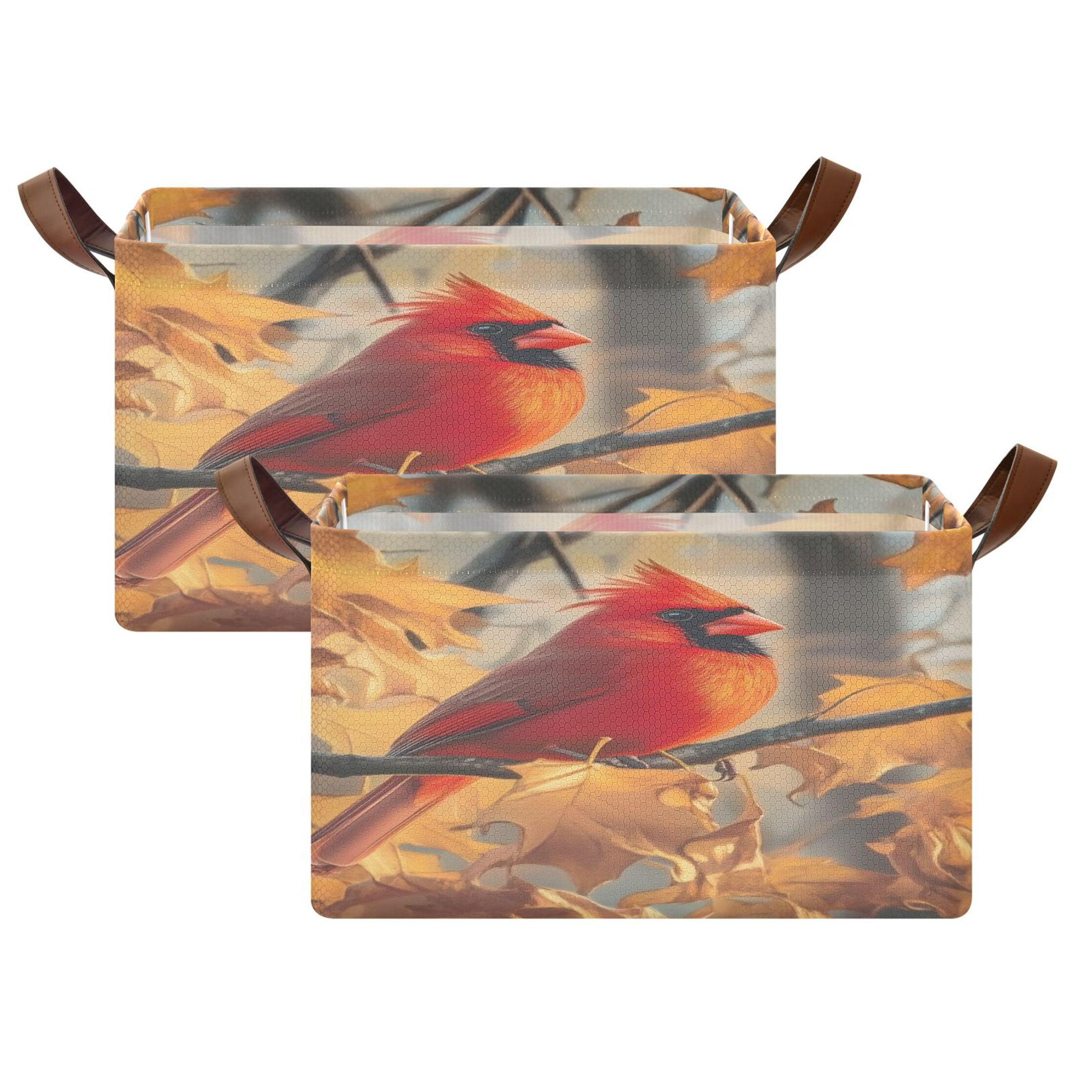 Ryvnso Red Cardinal in Autumn Storage Bins Large Basket Foldable Cube ...