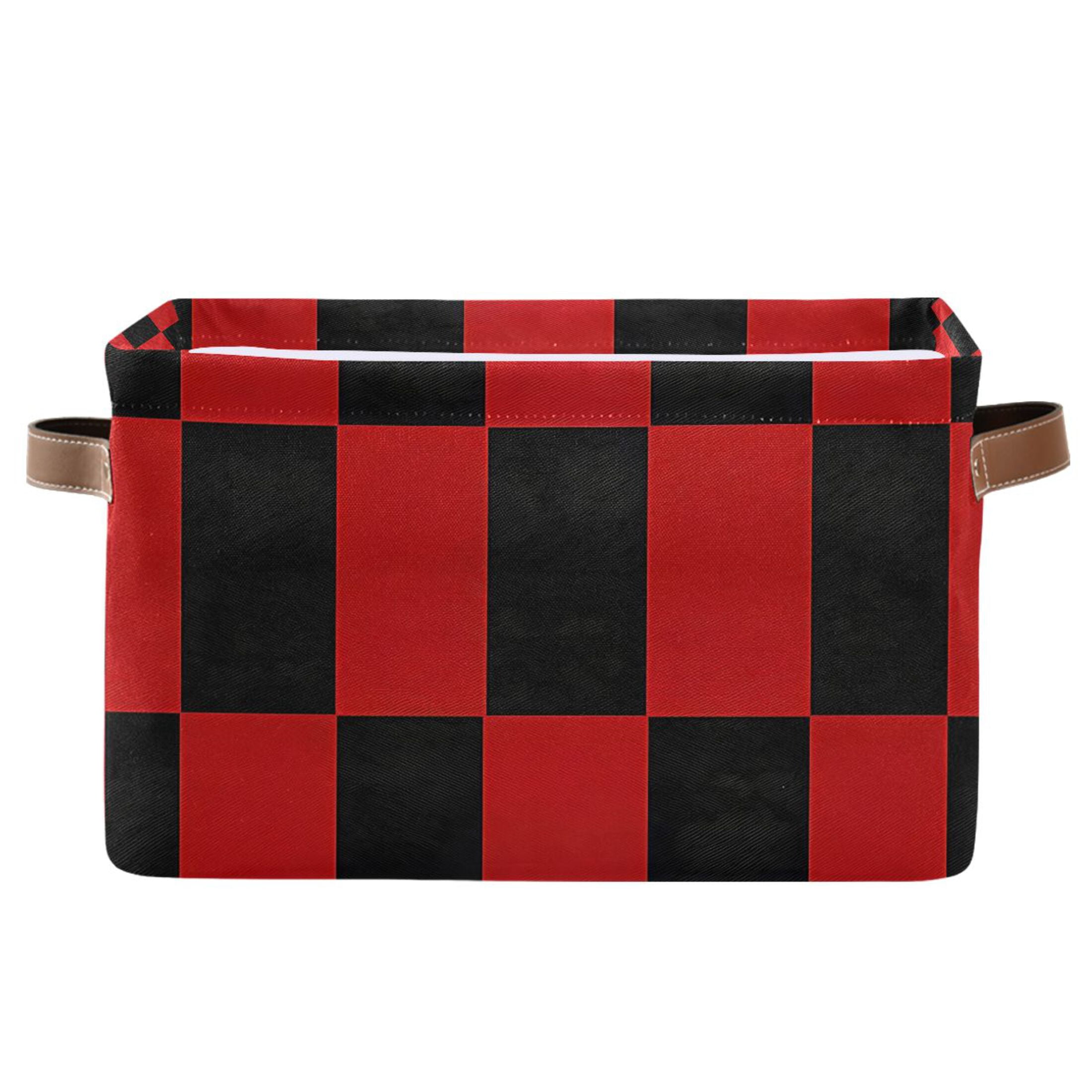 Ryvnso Red Checkered Storage Basket Large Bin Foldable Boxes Toys ...