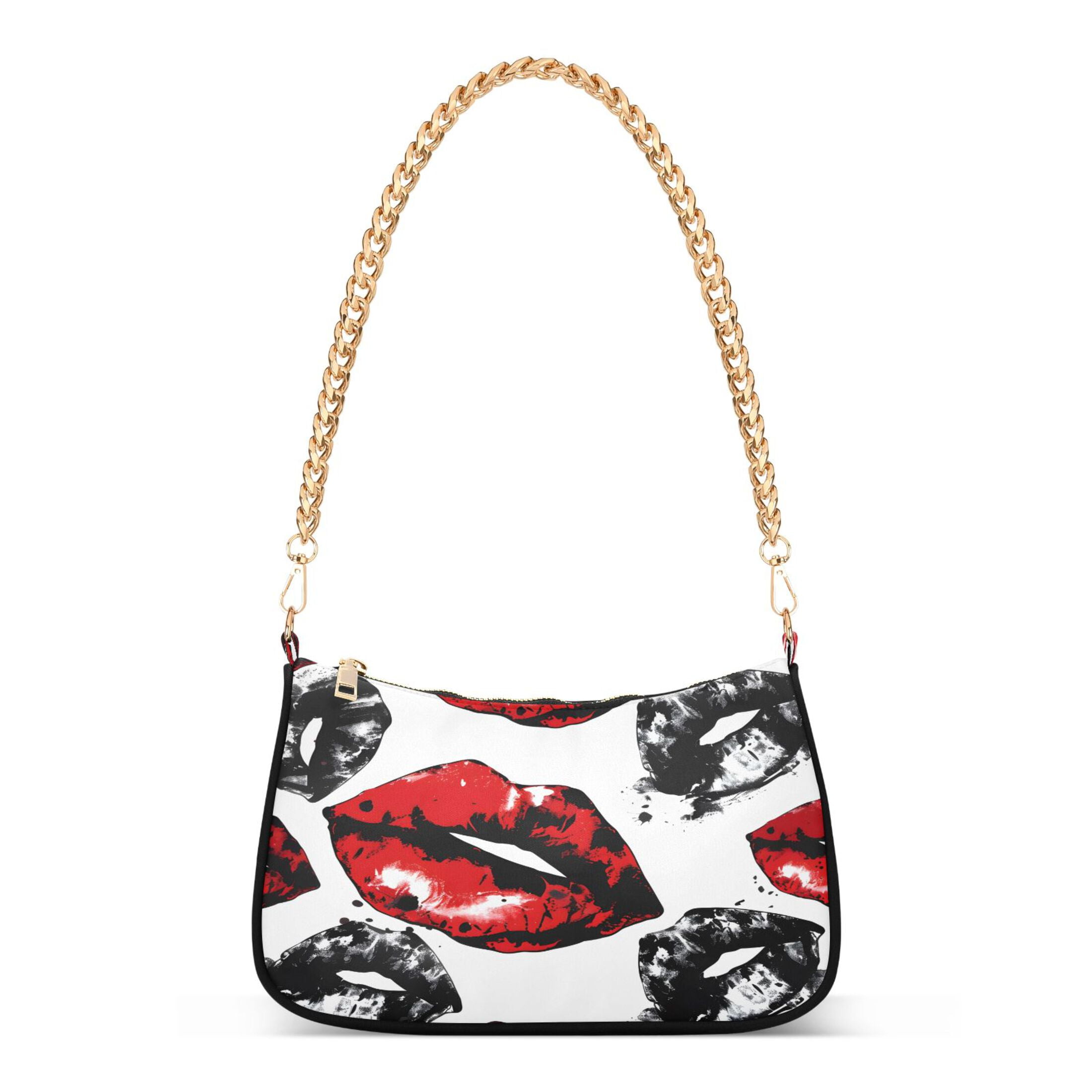 Ryvnso Red Lip Womens Chain Shoulder Bag Tote Handbags Clutch Hobo ...