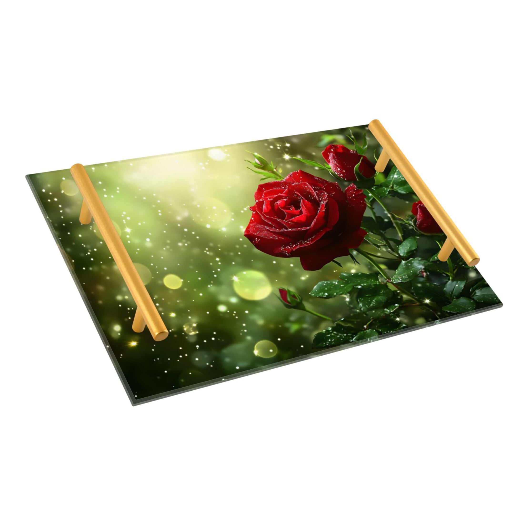 Ryvnso Red Roses Flowers Bathroom Tray Vanity Countertop Trays Acrylic ...