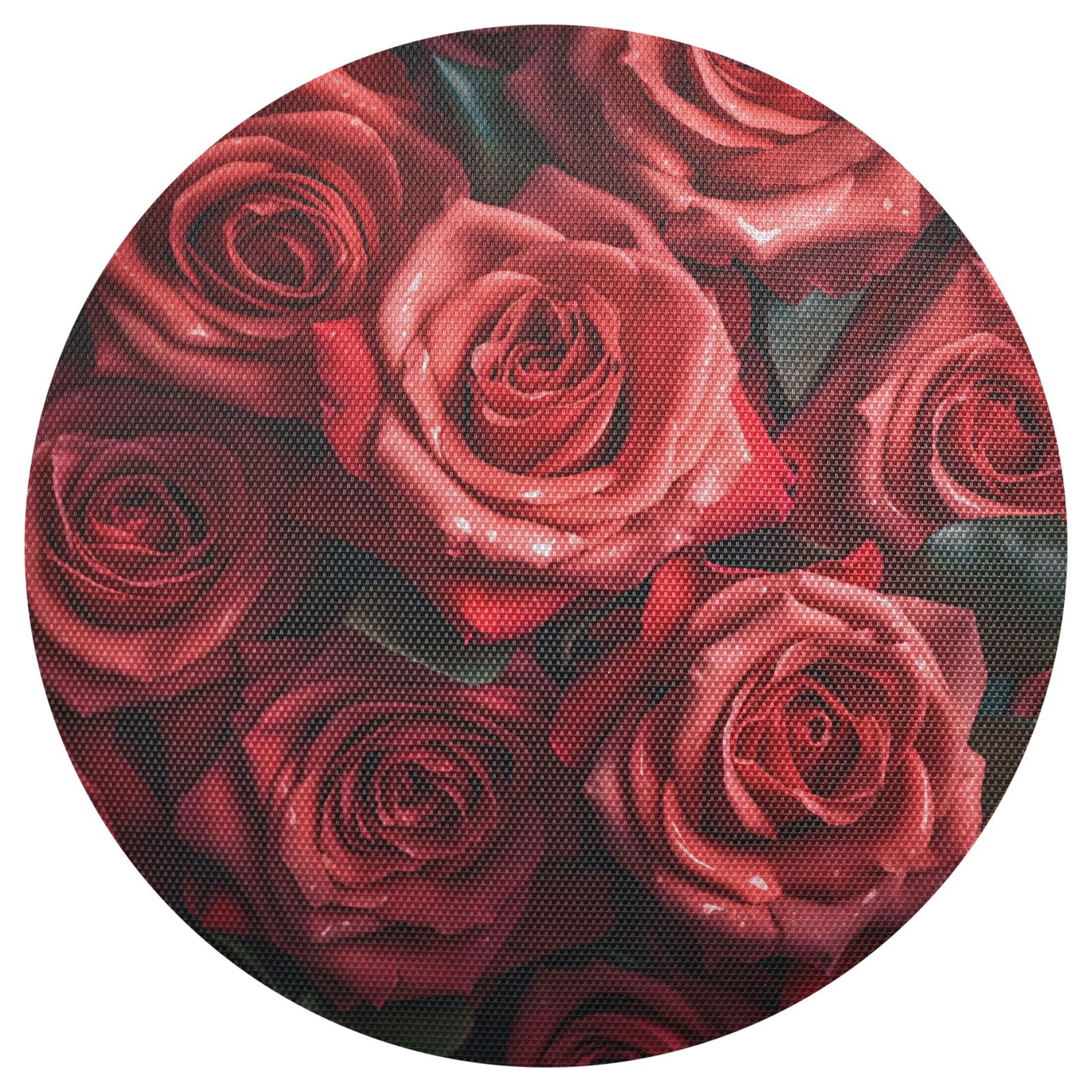 Ryvnso Red Roses Flowers Round Plate Mats Dining Table Placemat 1 Piece ...