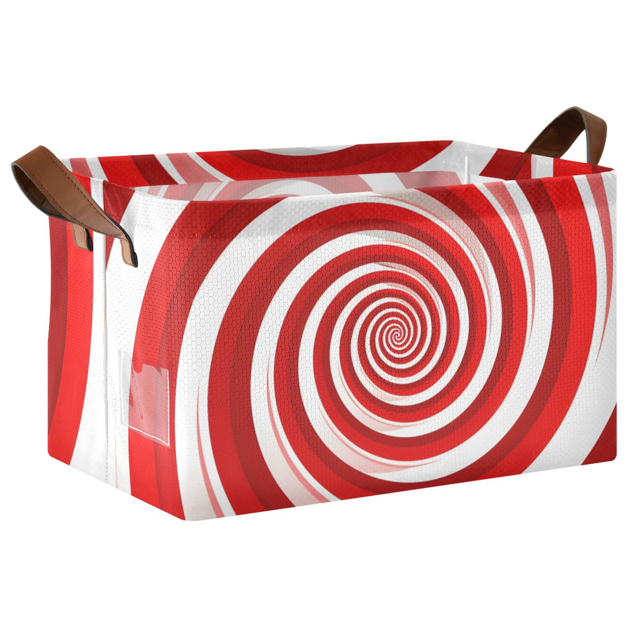 Ryvnso Red and White Geometry Spiral Storage Bins Large Basket Foldable ...
