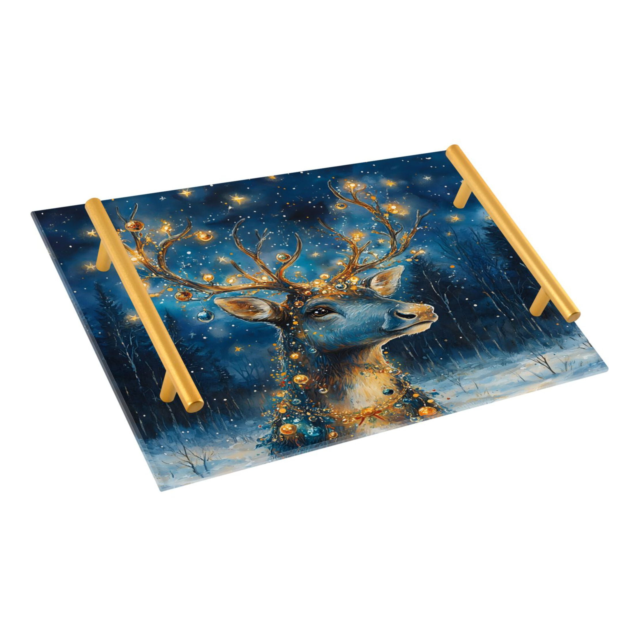 Ryvnso Reindeer Starry Night Bathroom Tray Vanity Countertop Trays ...