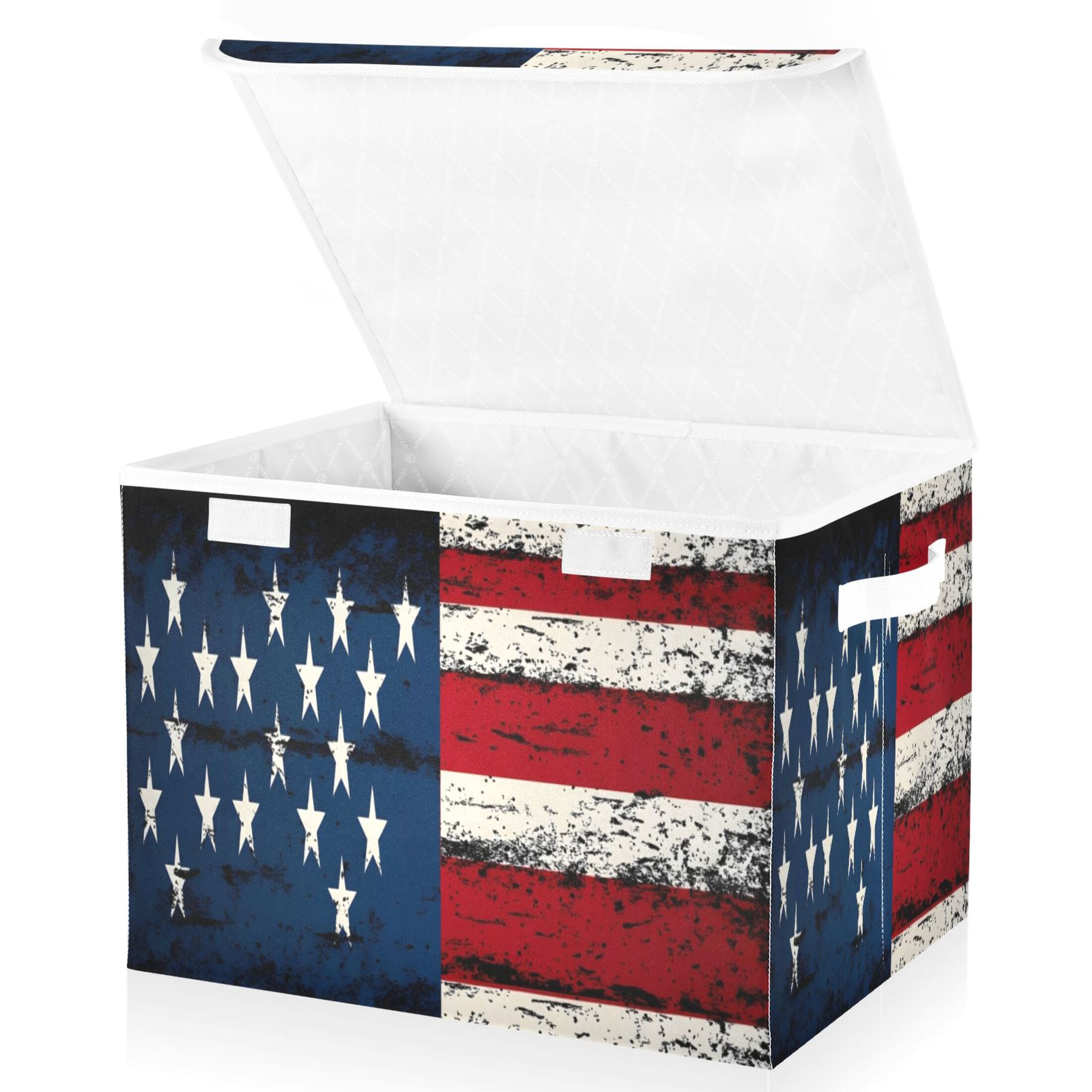 Ryvnso Retro American Flag Large Lidded Foldable Storage Baskets Cubes ...