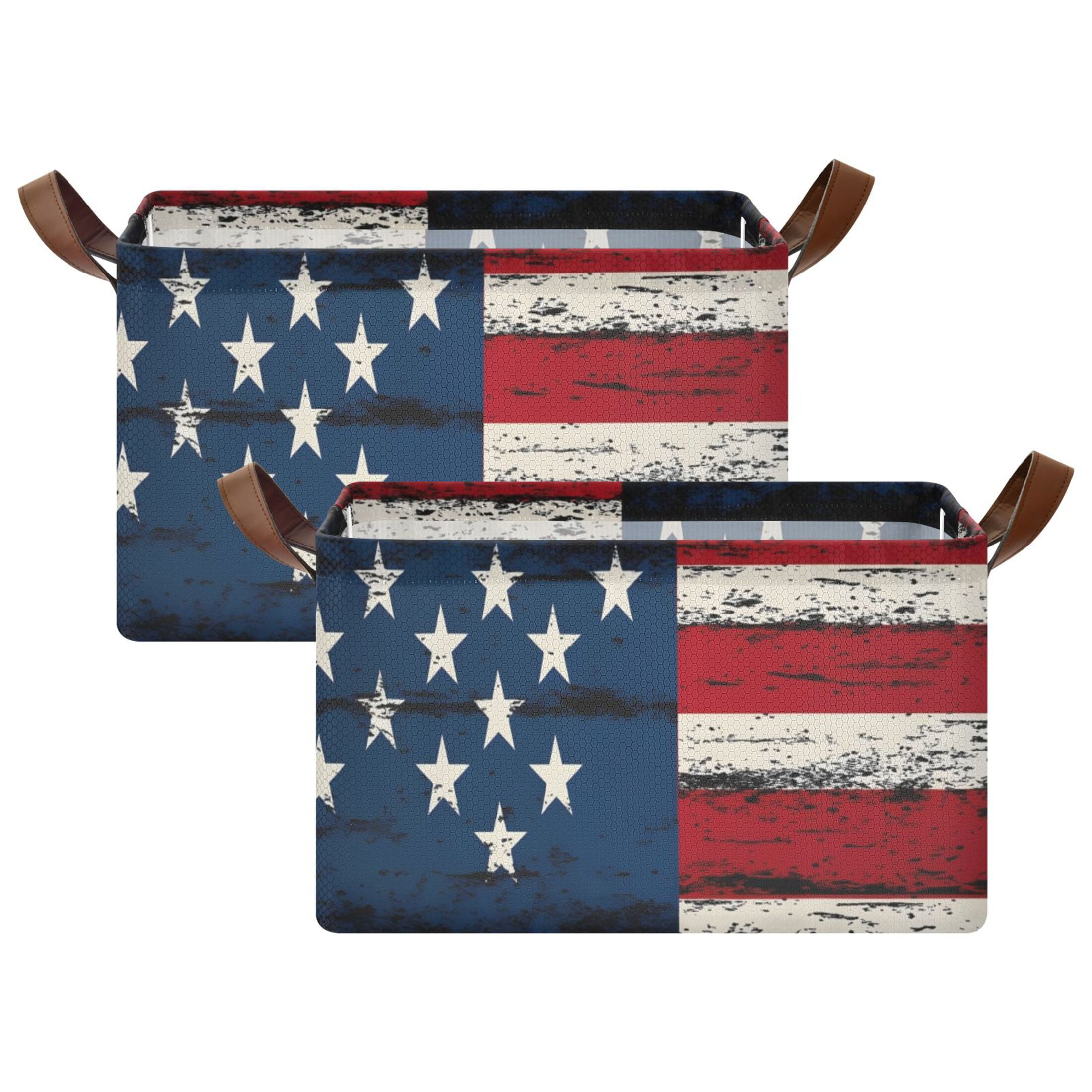 Ryvnso Retro American Flag Storage Bins Large Basket Foldable Cube Toys ...