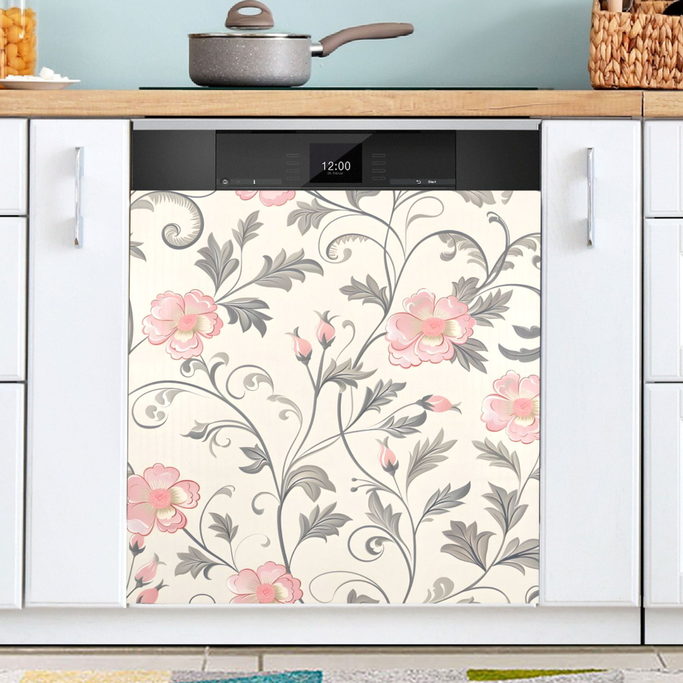 Ryvnso Retro Art Flowers Dishwasher Magnetic Refrigerator Magnet Cover ...