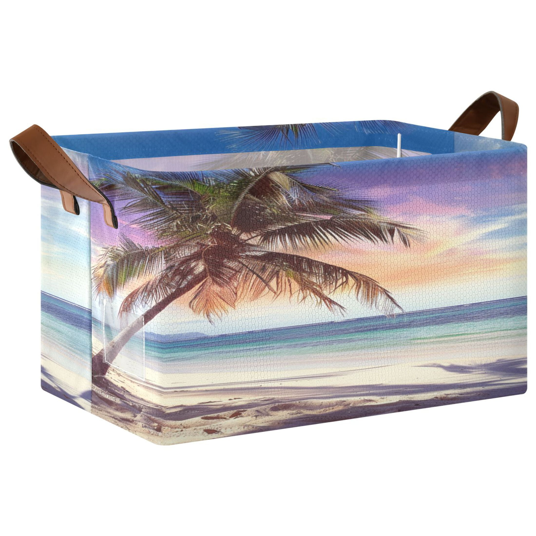 Ryvnso Retro Beach Palm Tree Storage Bins Large Basket Foldable Cube ...