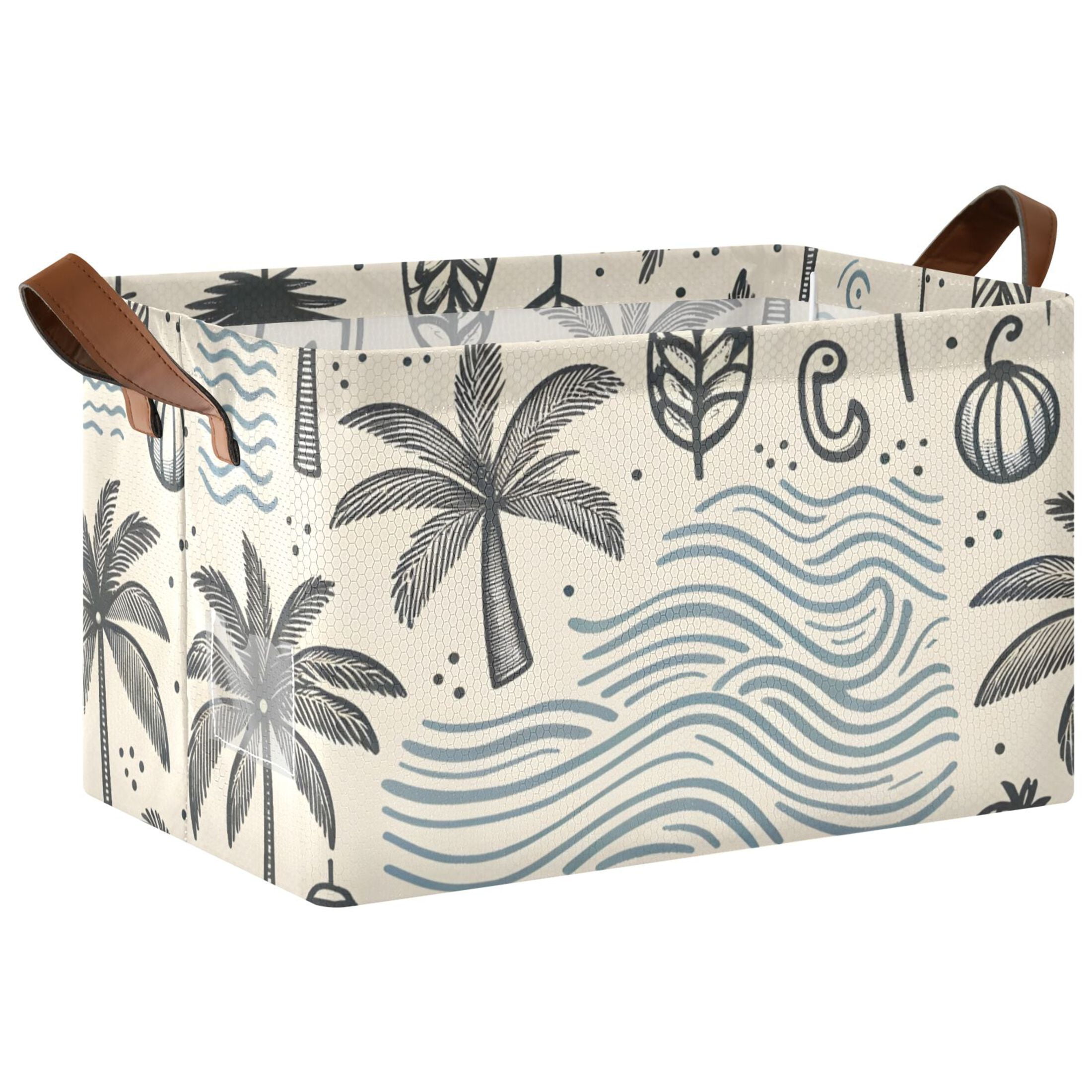 Ryvnso Retro Coconut Tree Storage Bins Large Basket Foldable Cube Toys ...