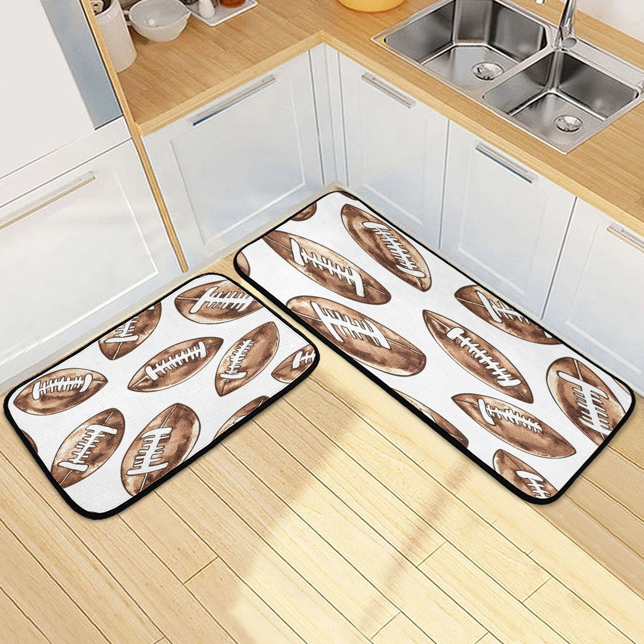 Ryvnso Retro Football Kitchen Rugs Set Non Slip Runner Mats for Dining ...
