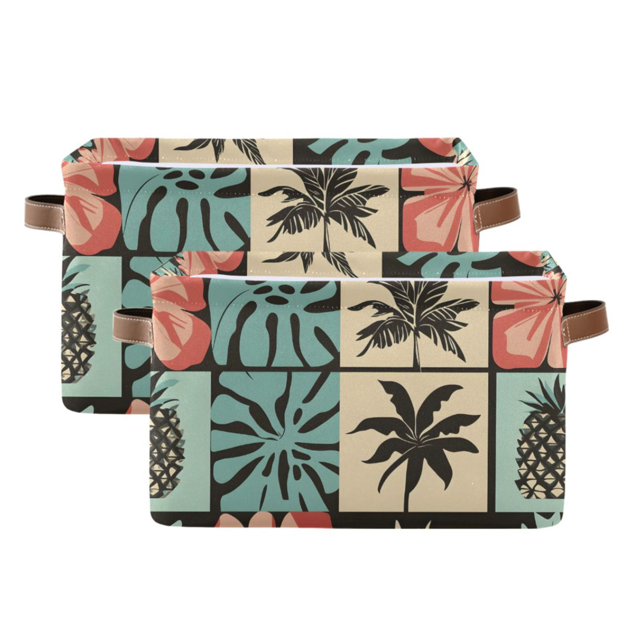Ryvnso Retro Palm Tree Storage Basket Large Bin Foldable Boxes Toys ...