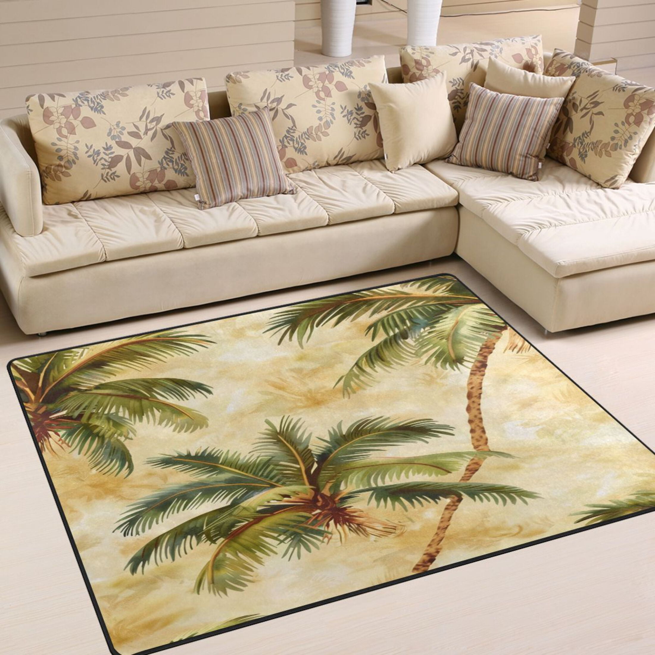 Ryvnso Retro Palm Trees Area Floor Rugs Soft Non-Slip Large Mats ...
