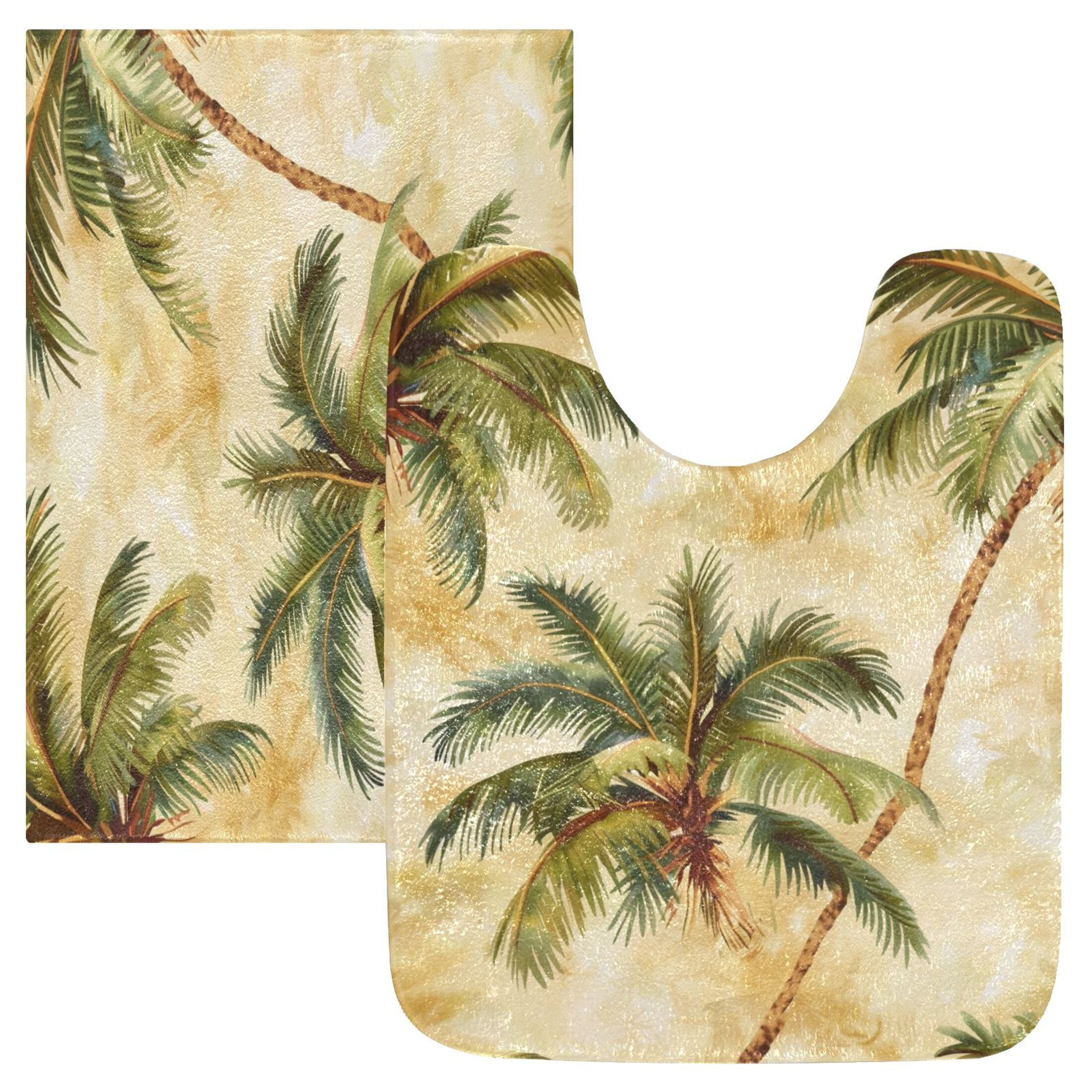 Ryvnso Retro Palm Trees Bathroom Shaggy Rugs Toilet Mat Soft Contour ...