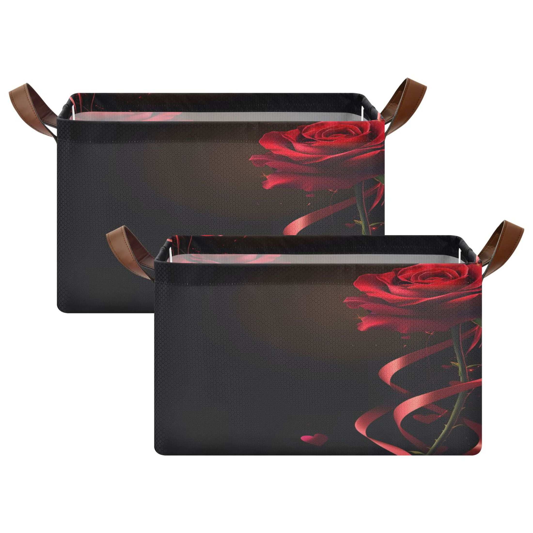 Ryvnso Rose Flower Storage Bins Large Basket Foldable Cube Toys ...