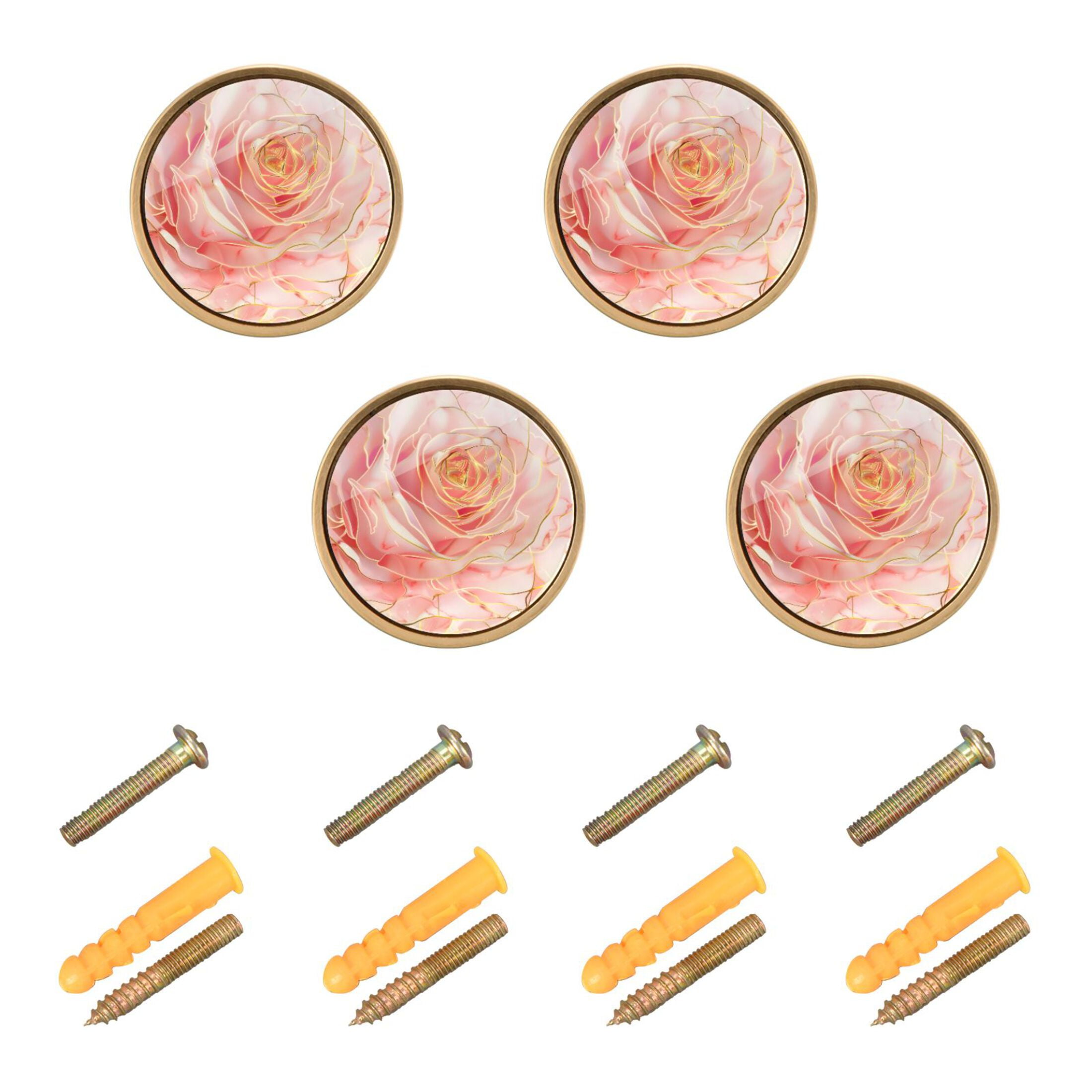 Ryvnso Roses Flower Cabinet Knobs Kitchen Door Round Pulls Drawers ...