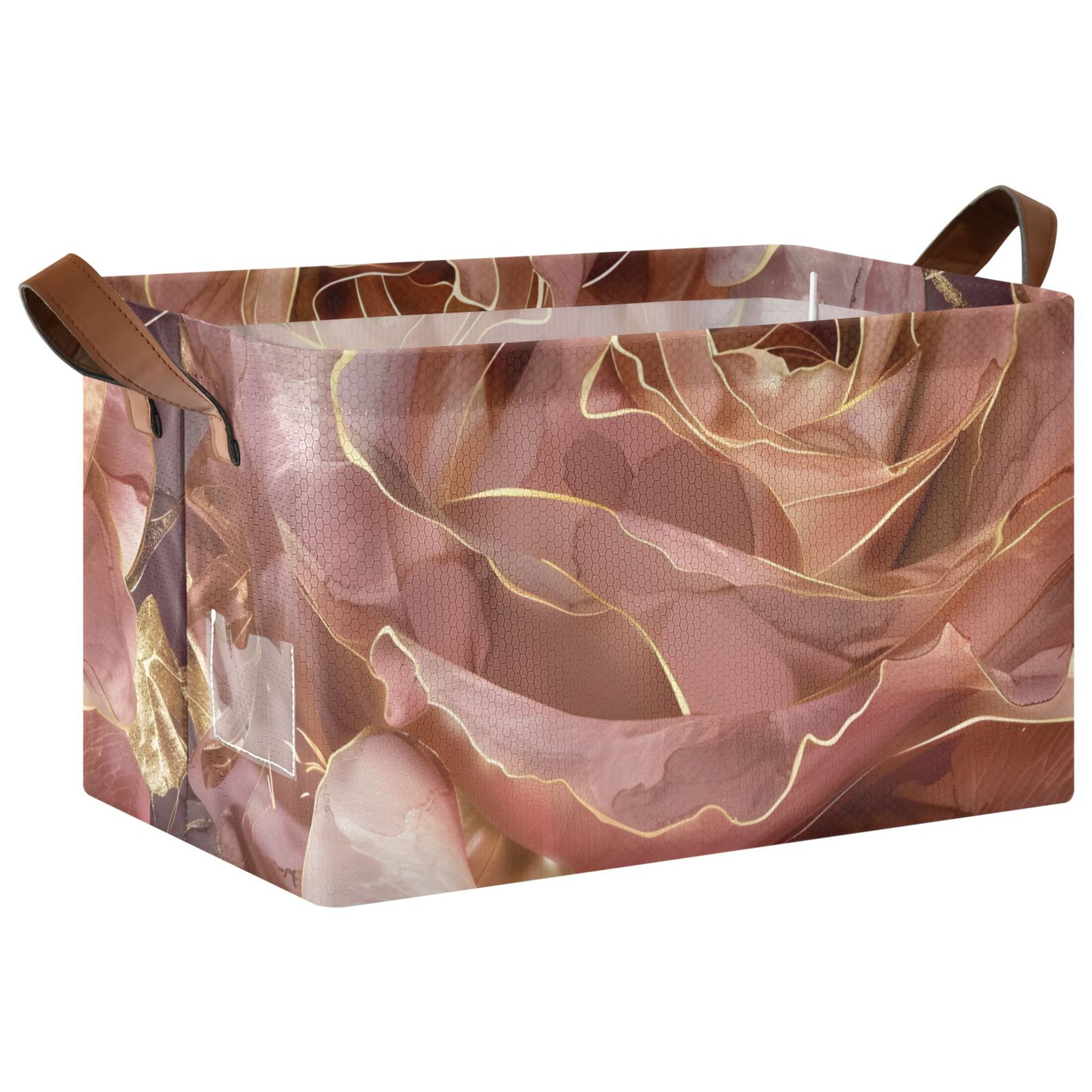 Ryvnso Roses Flower Gold Leaf Storage Bins Large Basket Foldable Cube ...