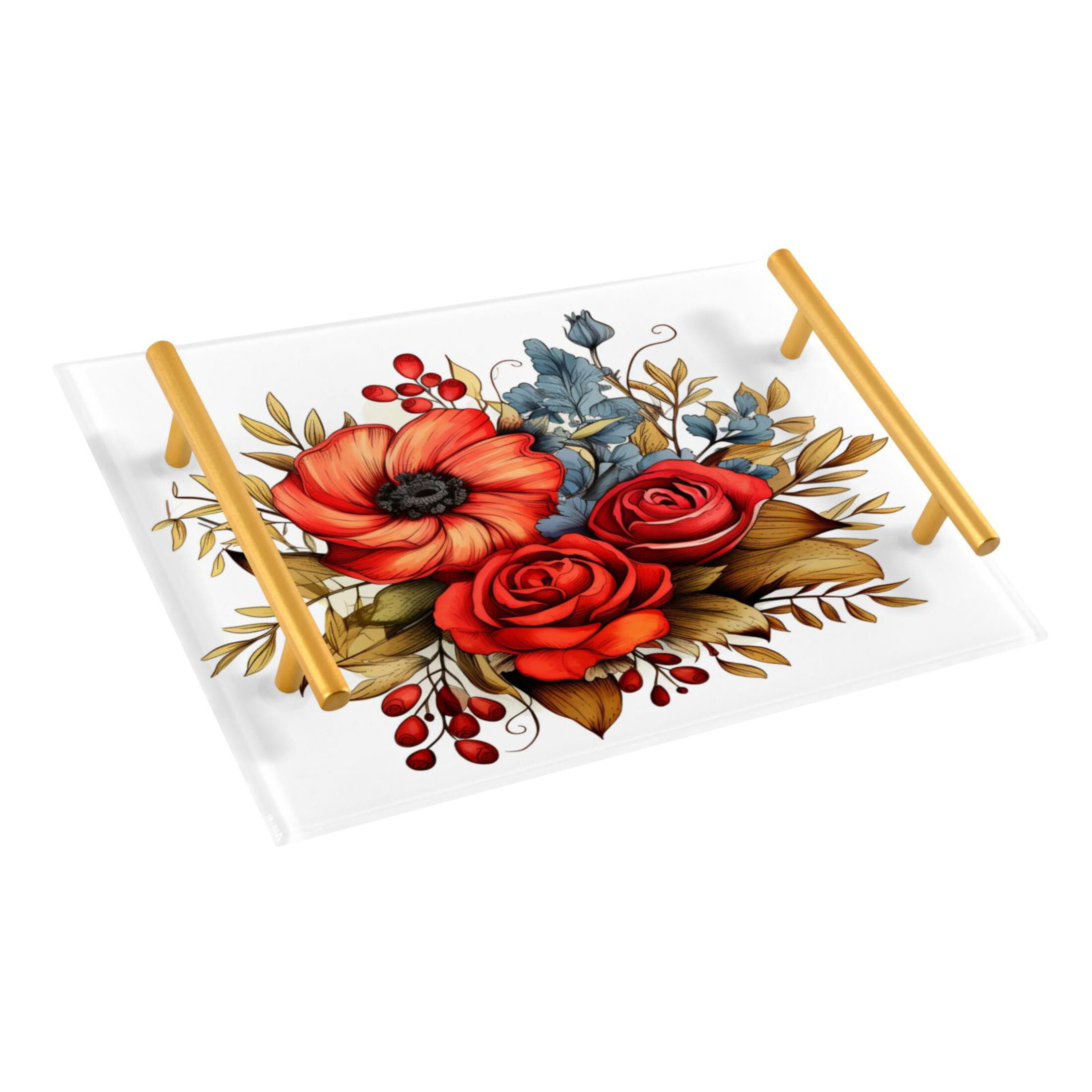 Ryvnso Roses Flowers Bathroom Tray Vanity Countertop Trays Acrylic ...