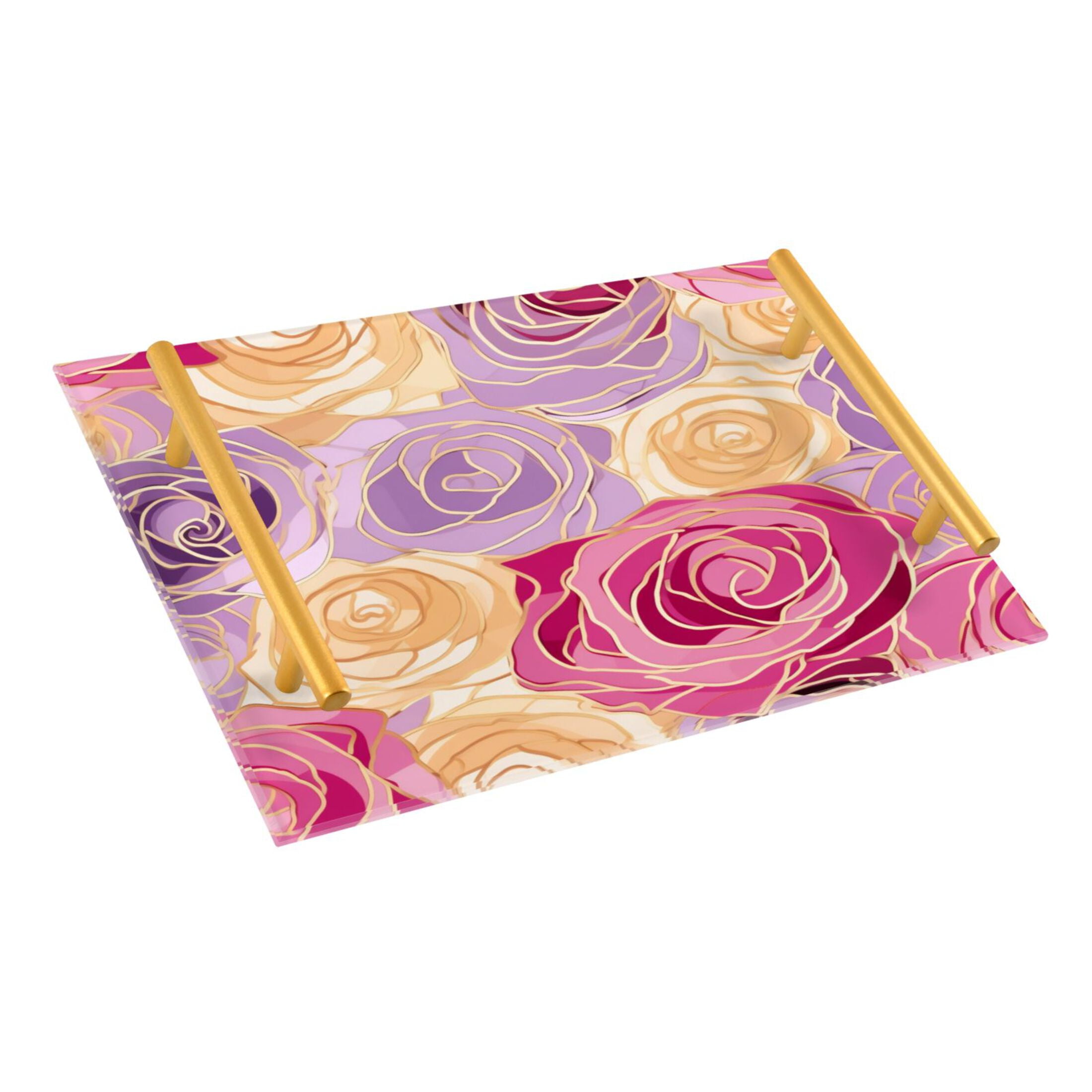 Ryvnso Roses Flowers Bathroom Tray Vanity Countertop Trays Acrylic ...