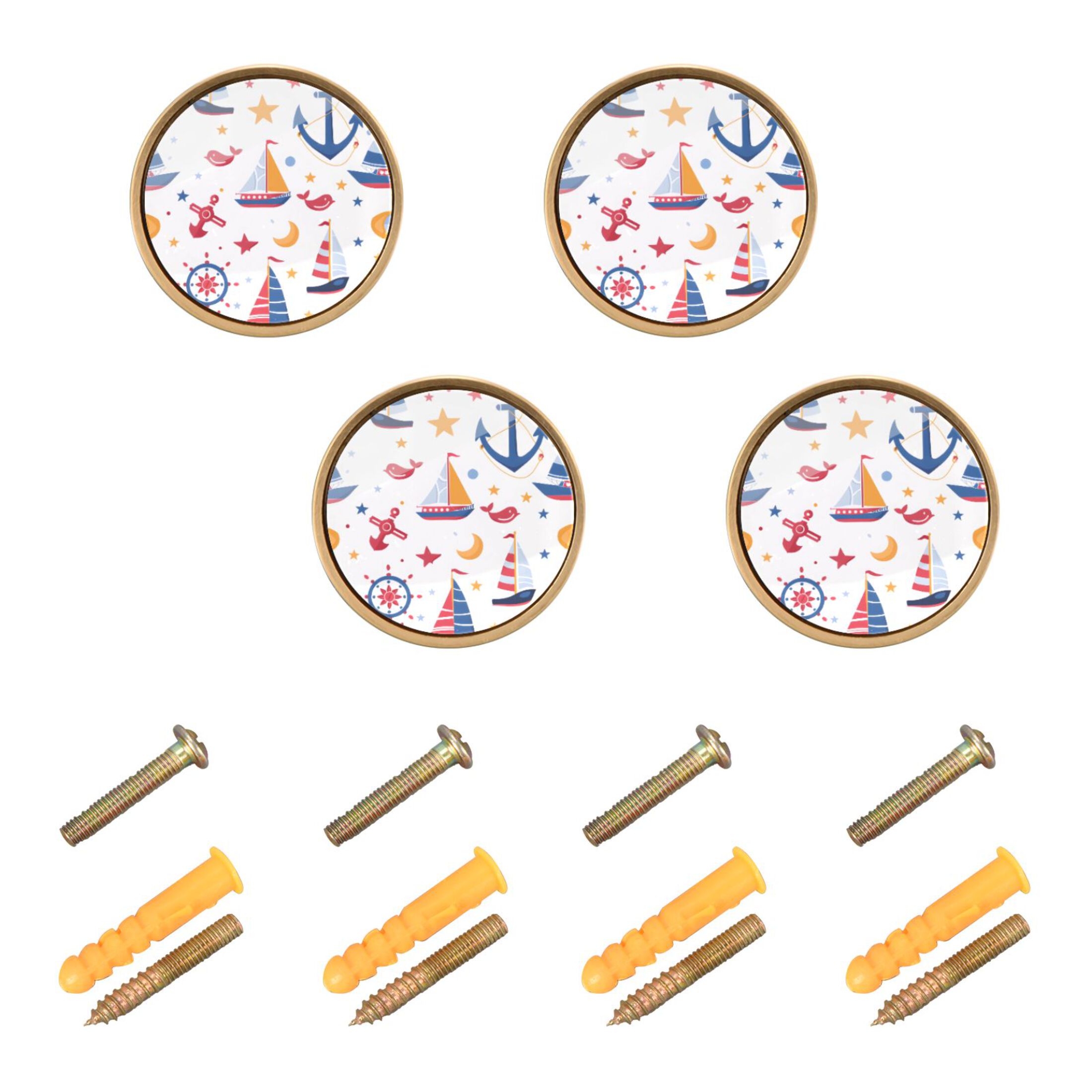Ryvnso Sailing Ship Cabinet Knobs Kitchen Door Round Pulls Drawers ...