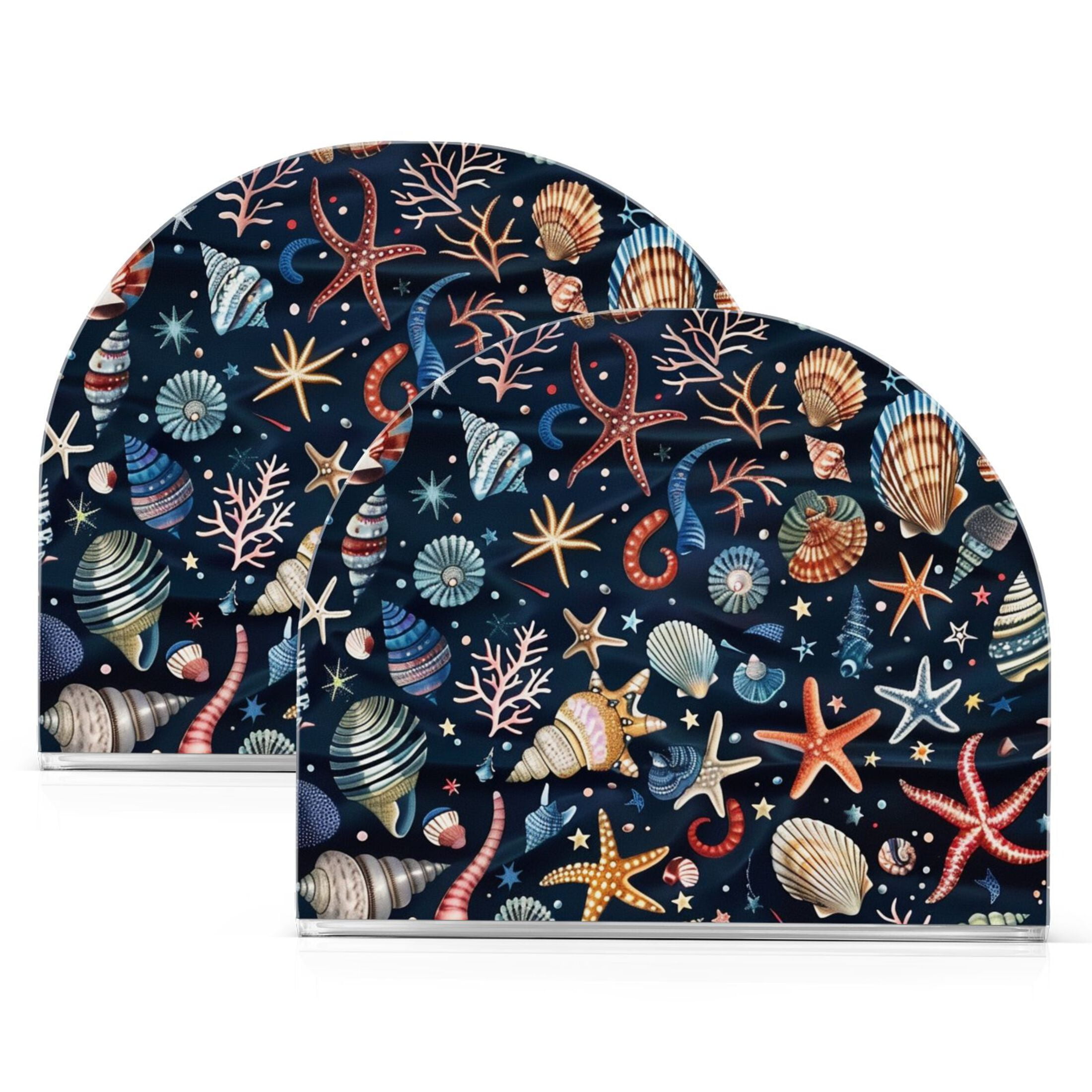 Ryvnso Sea Shells Stars Seaweed Coral Acrylic Napkin Holder Table ...